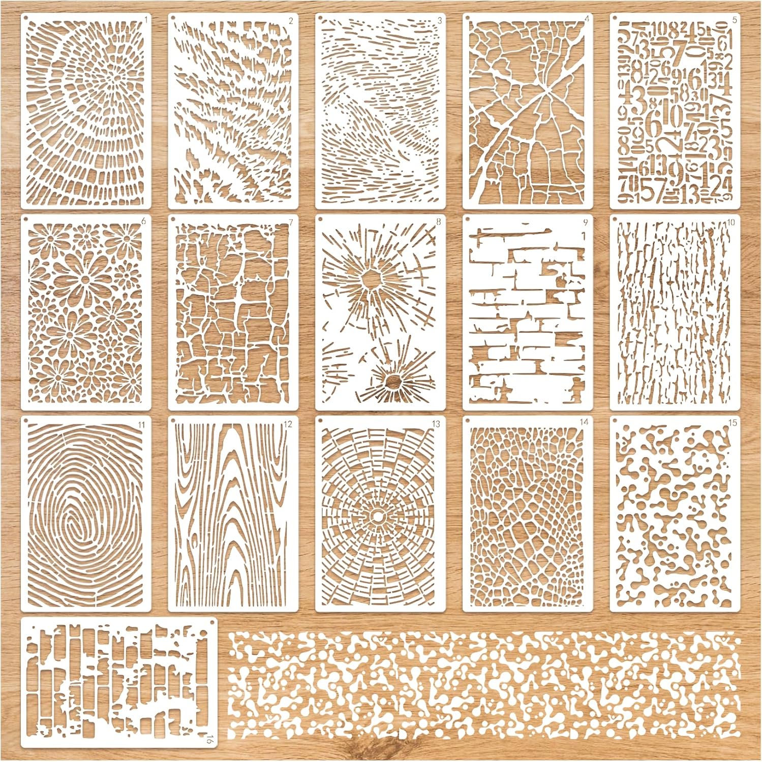 Amazon.com: 16 Pieces Stencils for Painting, Abstract Texture Mixed ...
