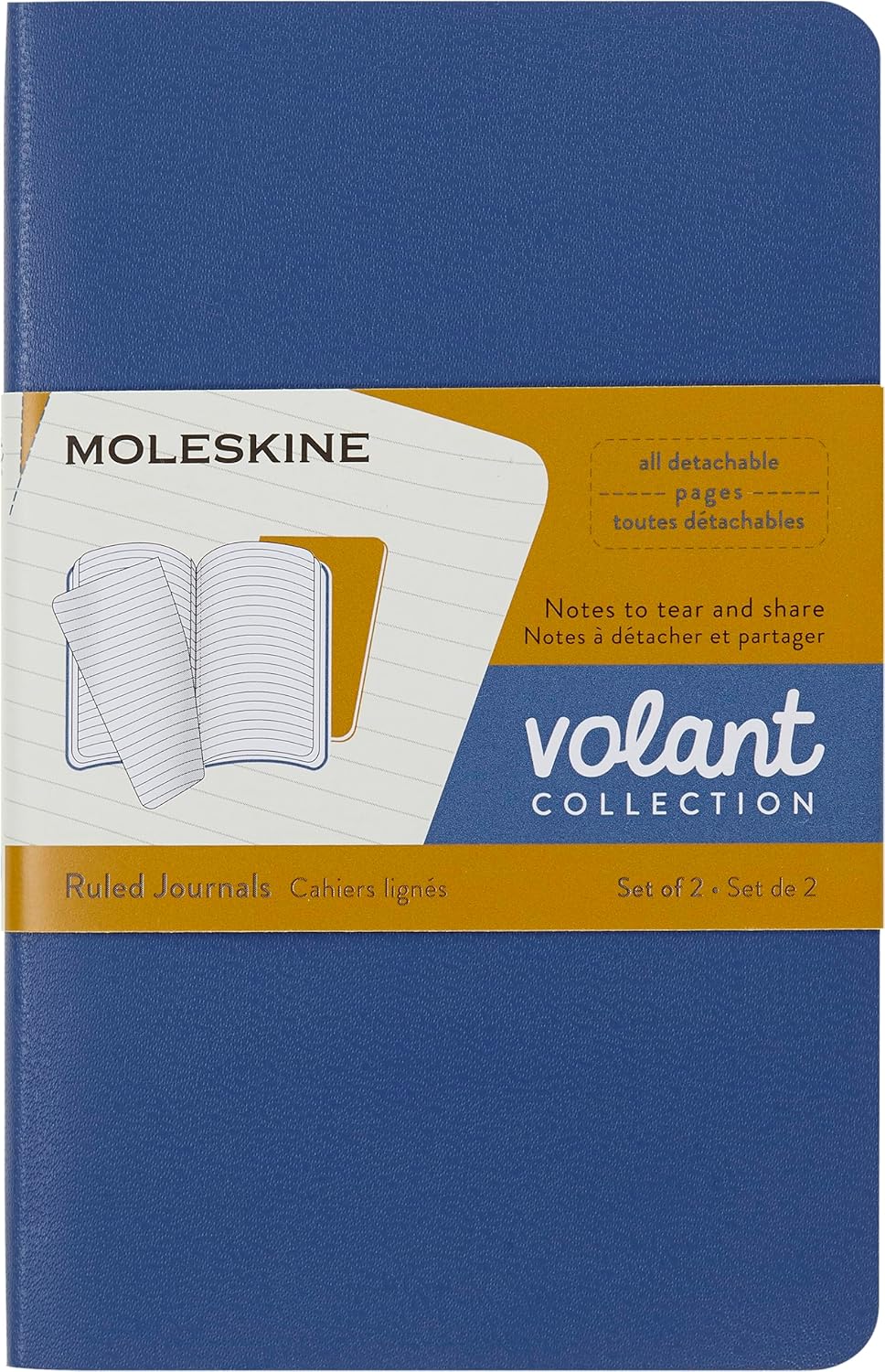 CAHIER VOLANT POCHE LIGNE BLEU-MOUTARDE 2EX : MOLESKINE: Amazon.fr ...