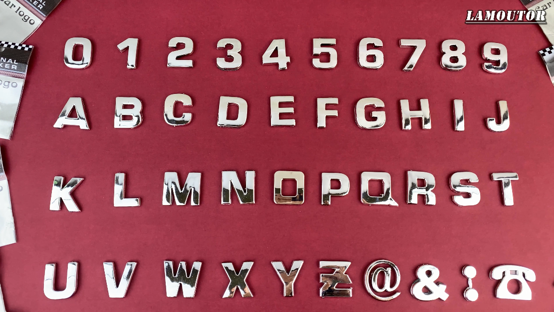 Snapklik.com : 43Pcs Car Emblem Letters Sticker DIY 3D Chrome Number ...