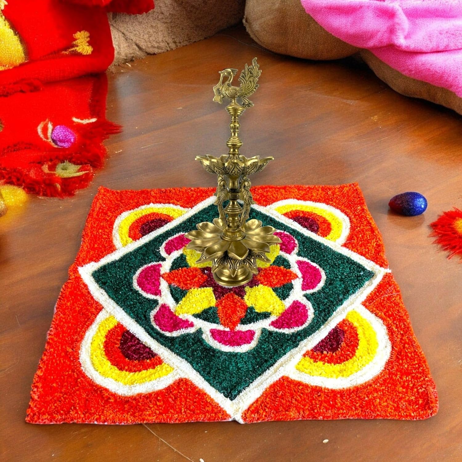 Amazon.com: LOVENSPIRE Faux Fur Yarn Wool Rangoli Mat Canvas Base Aasan ...