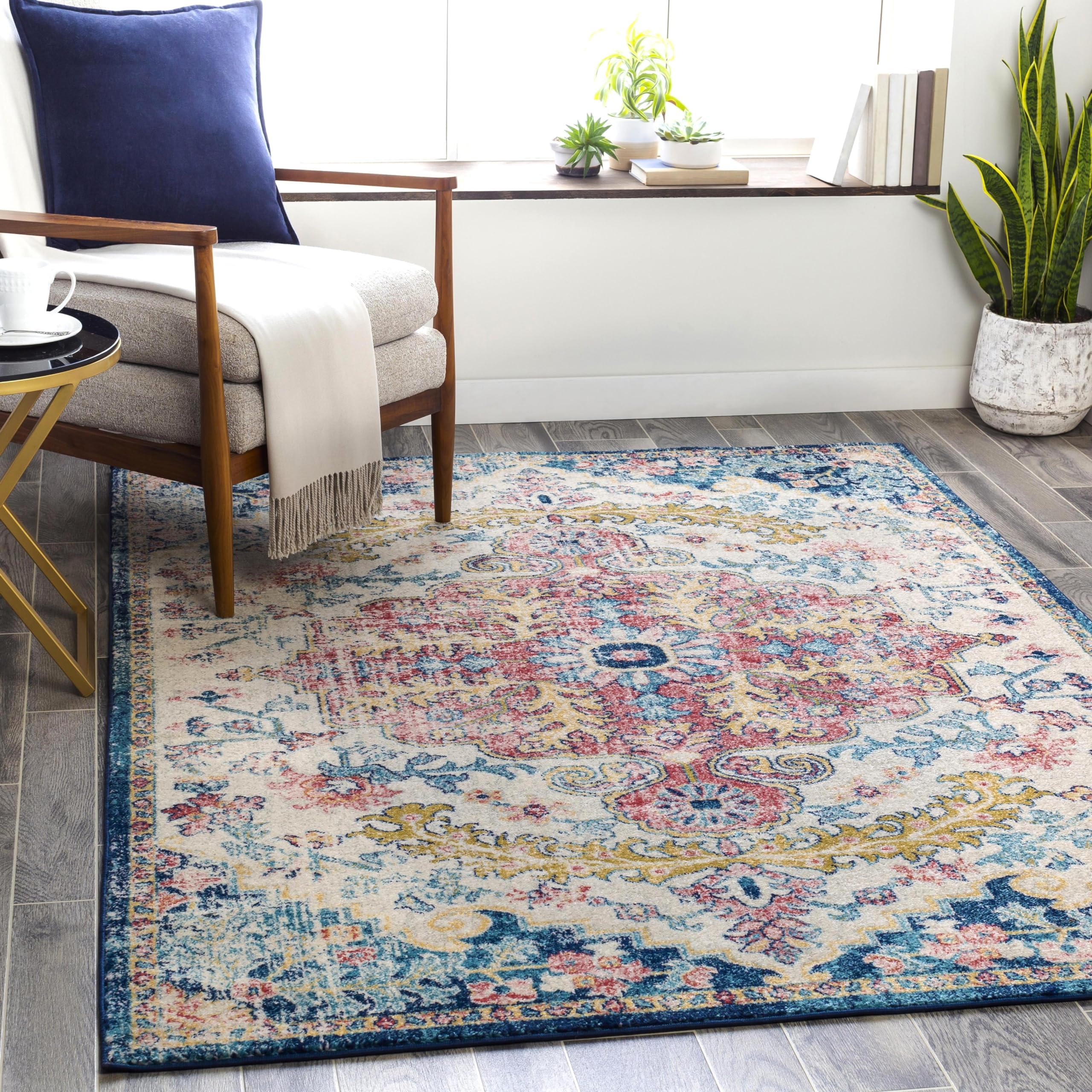 Amazon.com: Livabliss Zephyrus Area Rug 5'3" x 7'9", Teal/Blue : Home ...