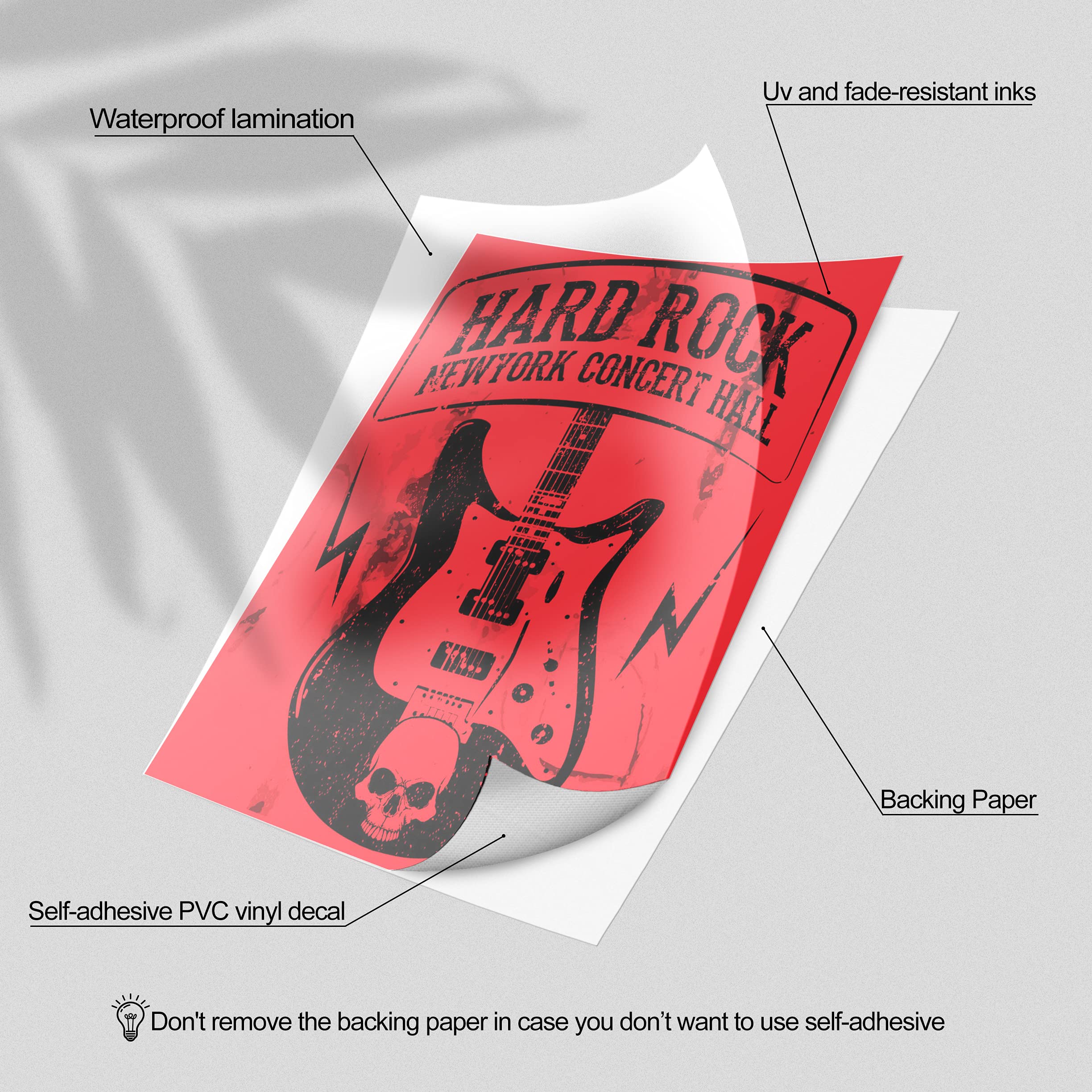 HK Studio Vintage Posters of Rock Music | Self-Adhesive Vinyl Decal ...