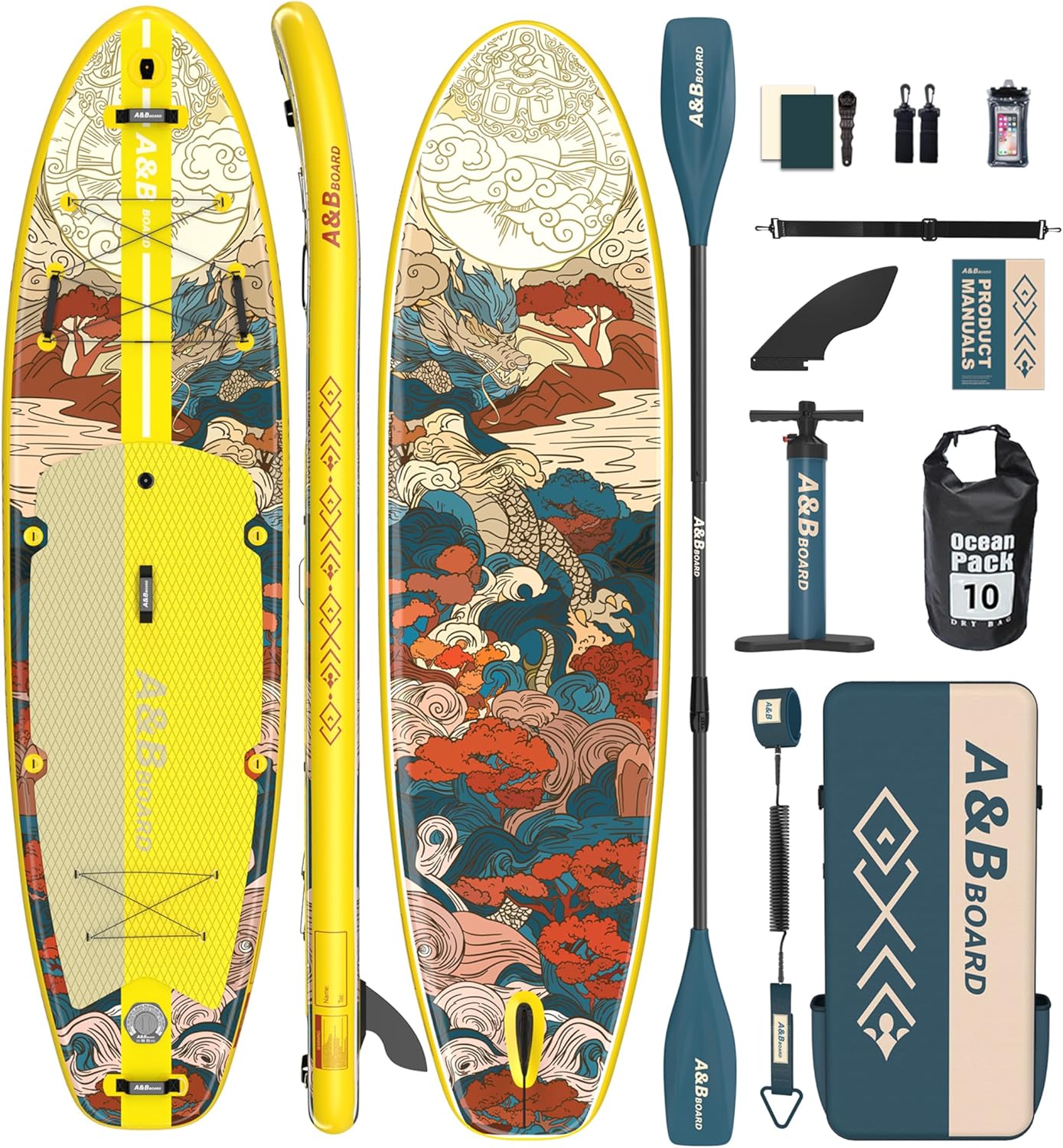 A&BBOARD 335cm x 88cm Stand Up Paddle Boards gonfiabile con accessori ...