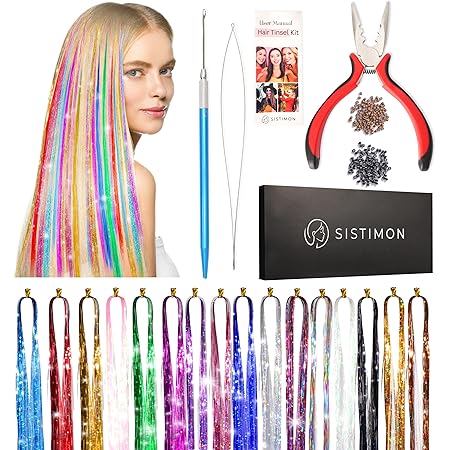 Amazon.com : Hair Tinsel Kit (48 Inch, 24 Colors, 6000 strands), Tinsel ...