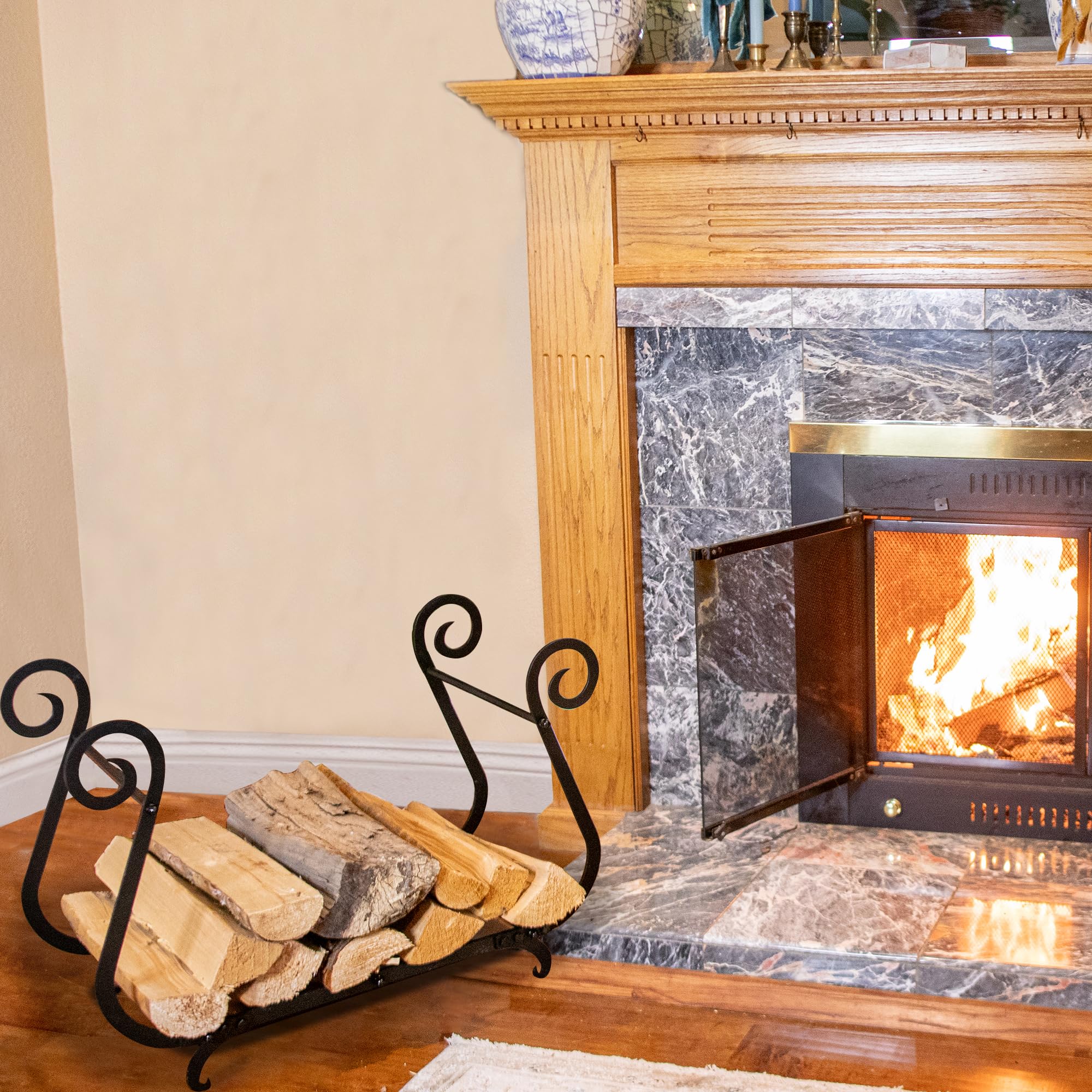 Snapklik.com : CKLT Firewood Rack Fireplace Log Holder For Firewood Storage