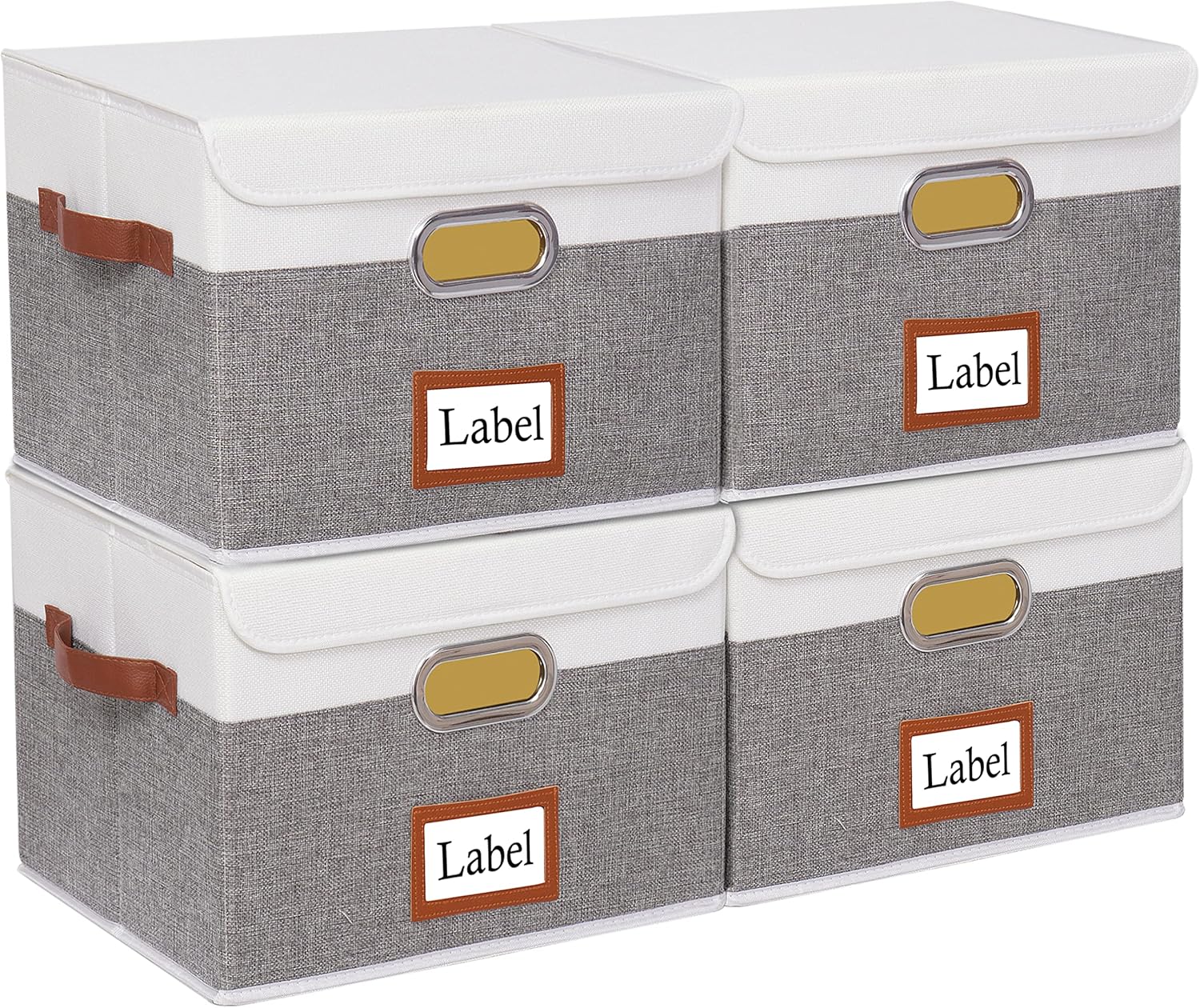 Amazon.com - Yawinhe 4-Pack Storage Boxes with Lids, Storage Baskets ...