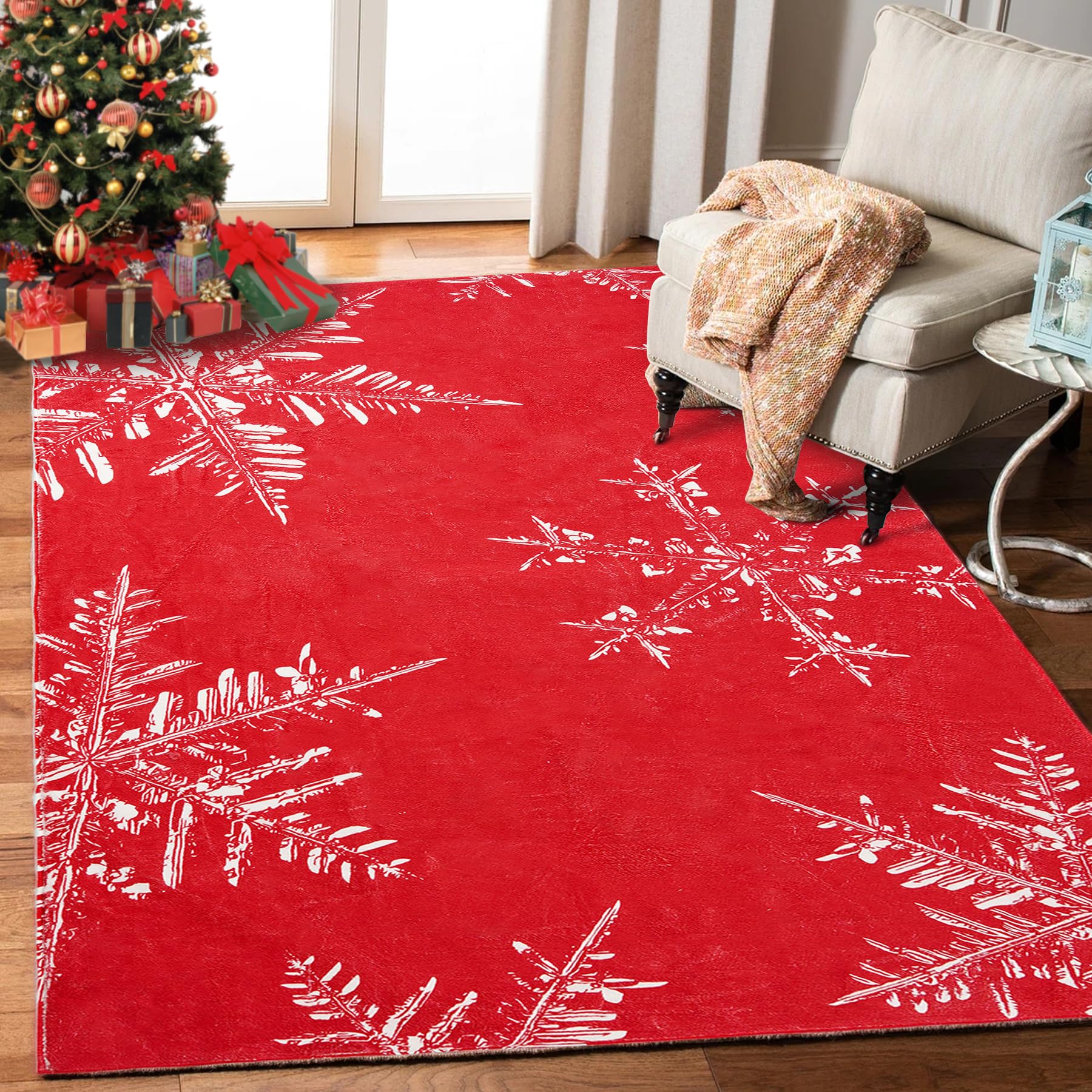 Amazon.com: Christmas Area Rug 4x6 for Living Room Snowflake Indoor ...
