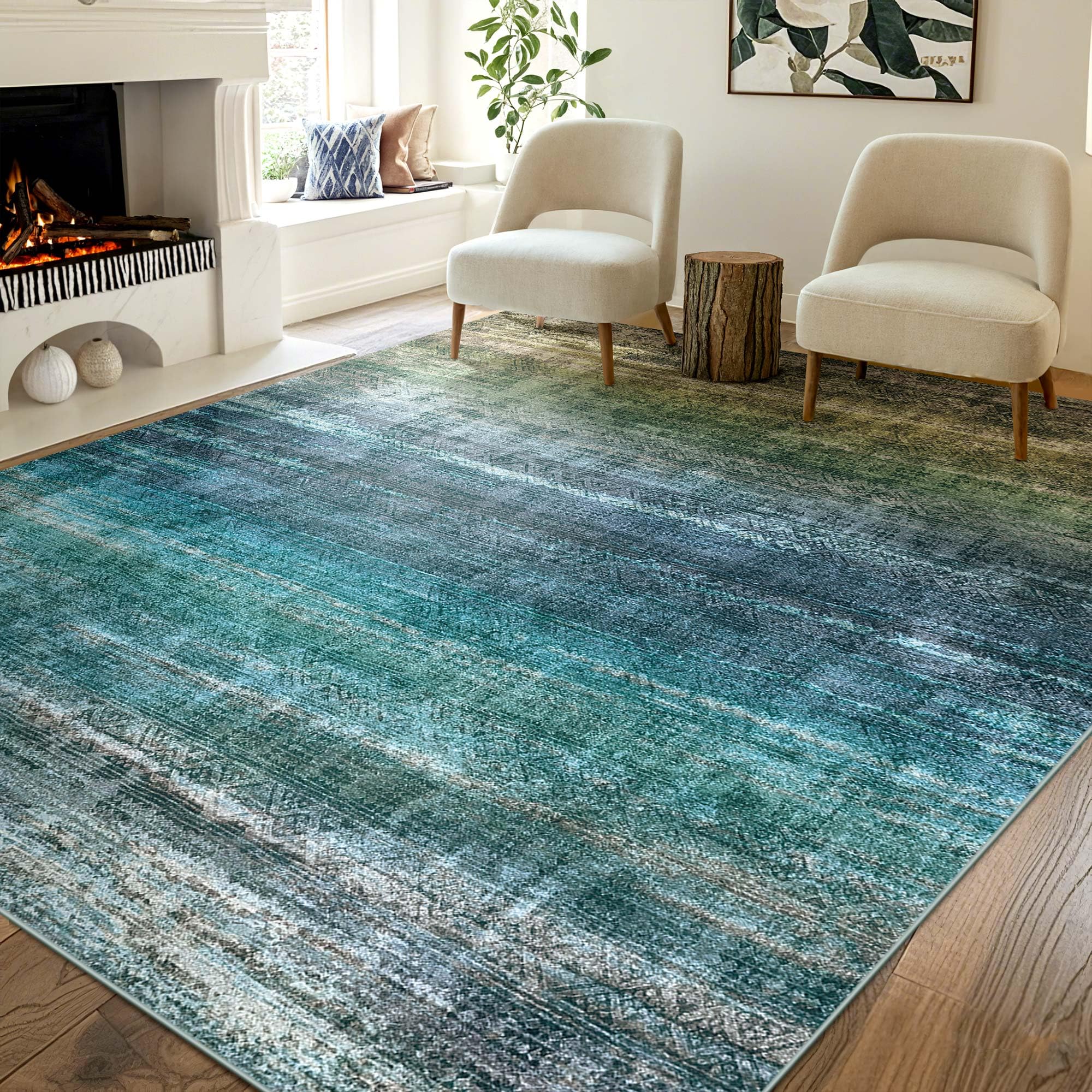 Amazon.com: Kokia Abstract Area Rugs 6x9 Boho Washable Distressed Retro ...