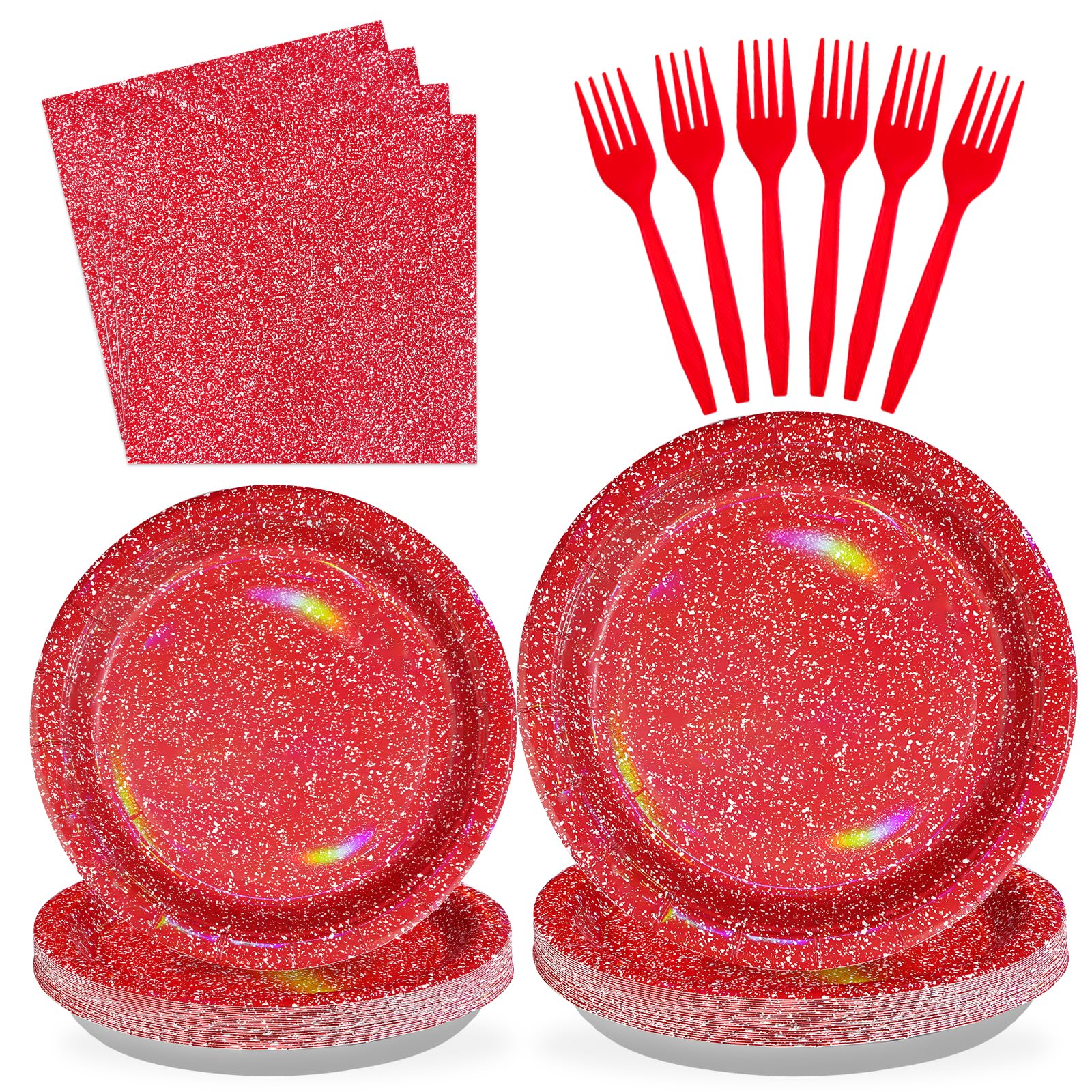 Amazon.com: 96pcs Iridescence Red Birthday Party Supplies 350 GSM Red ...