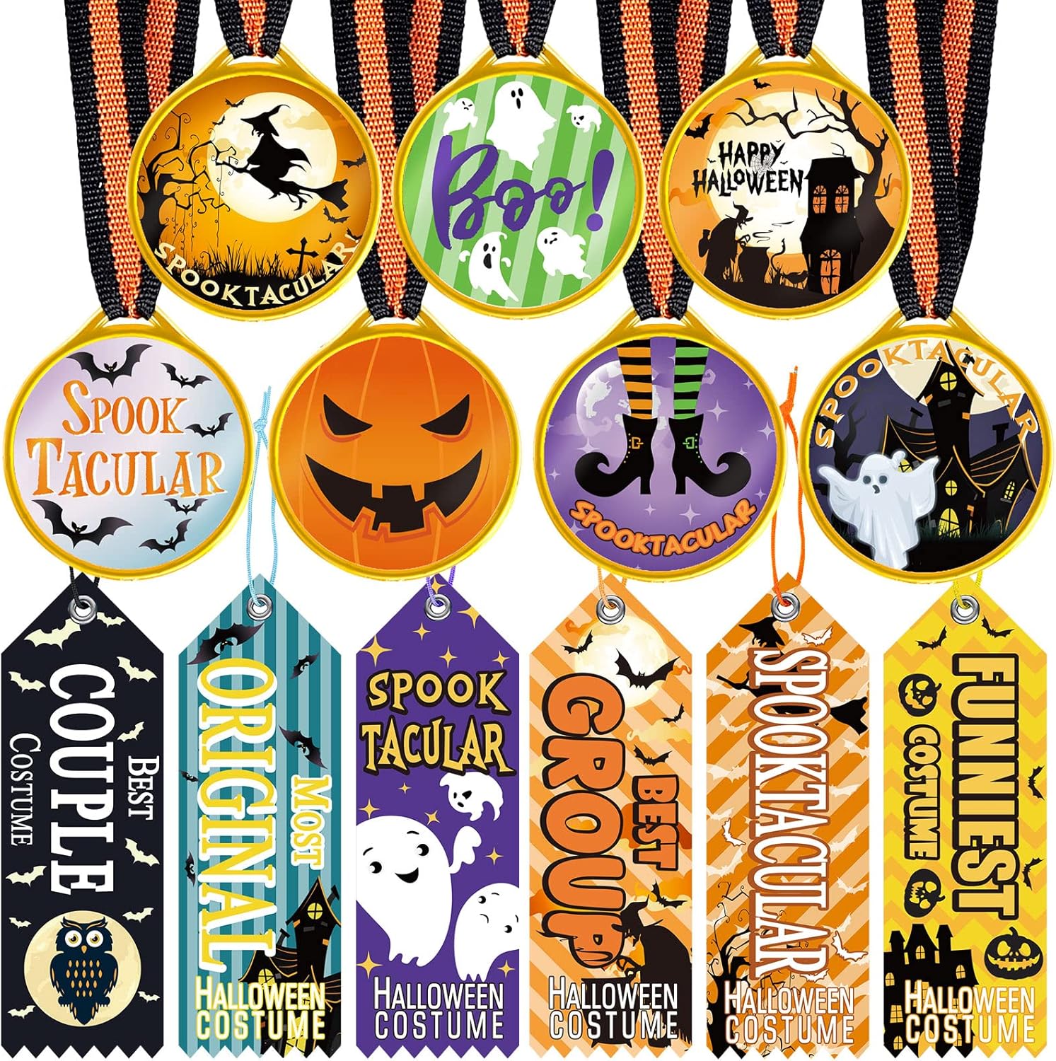 Amazon.com: Whaline 26Pcs Halloween Medals and Trophy Ribbons ...