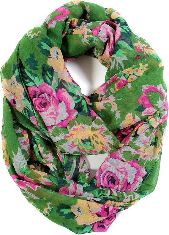 Scarf& Scarfand's Romantic Rose Print Lightweight Infinity (Bouquet ...
