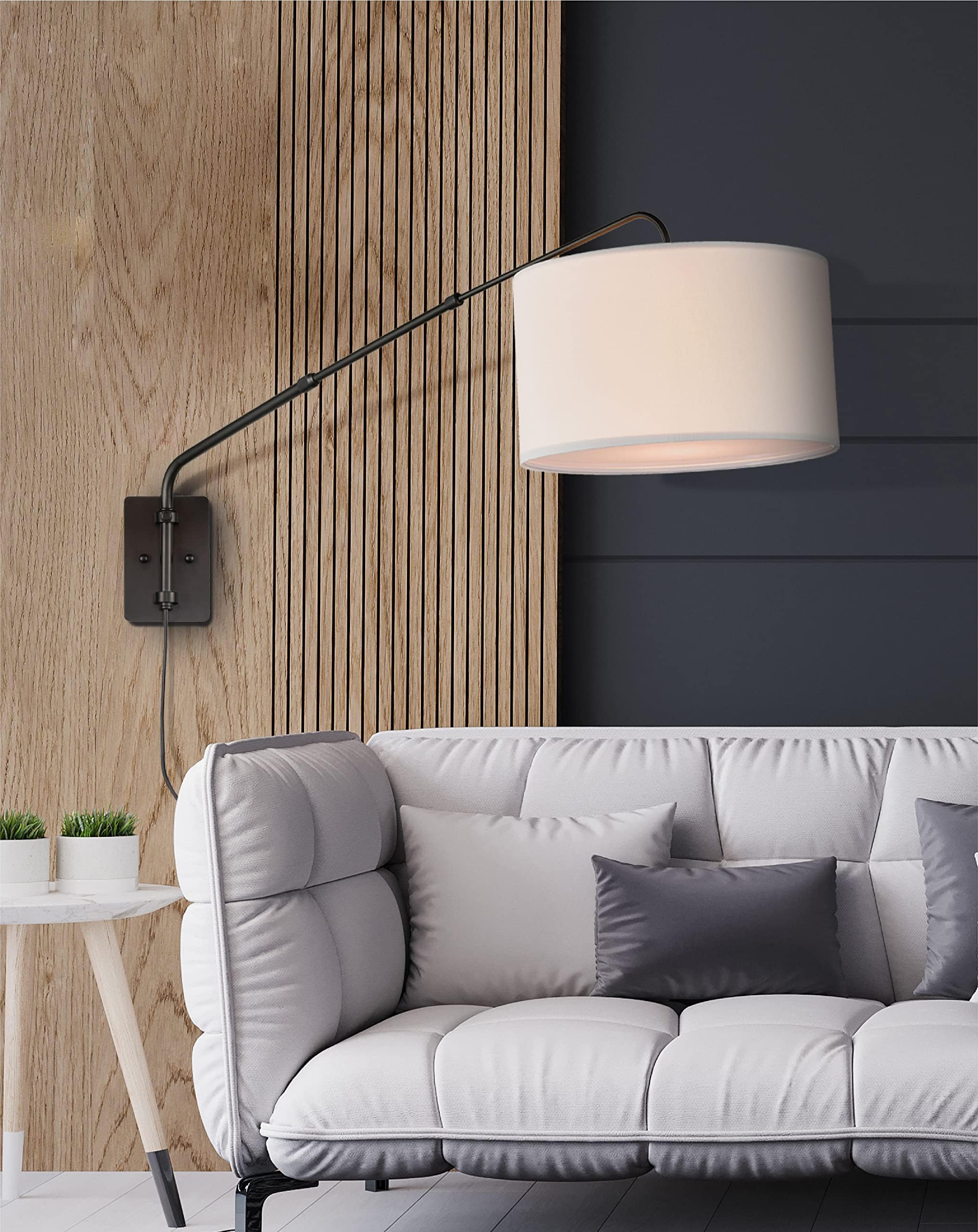 SUSUO Lighting Open Bulb Style Swing Wall Lamp with 4" inches Black ...