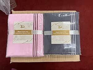 Dreamore® Embroided Baratta Stitch Super King Duvet Set – With Matching ...