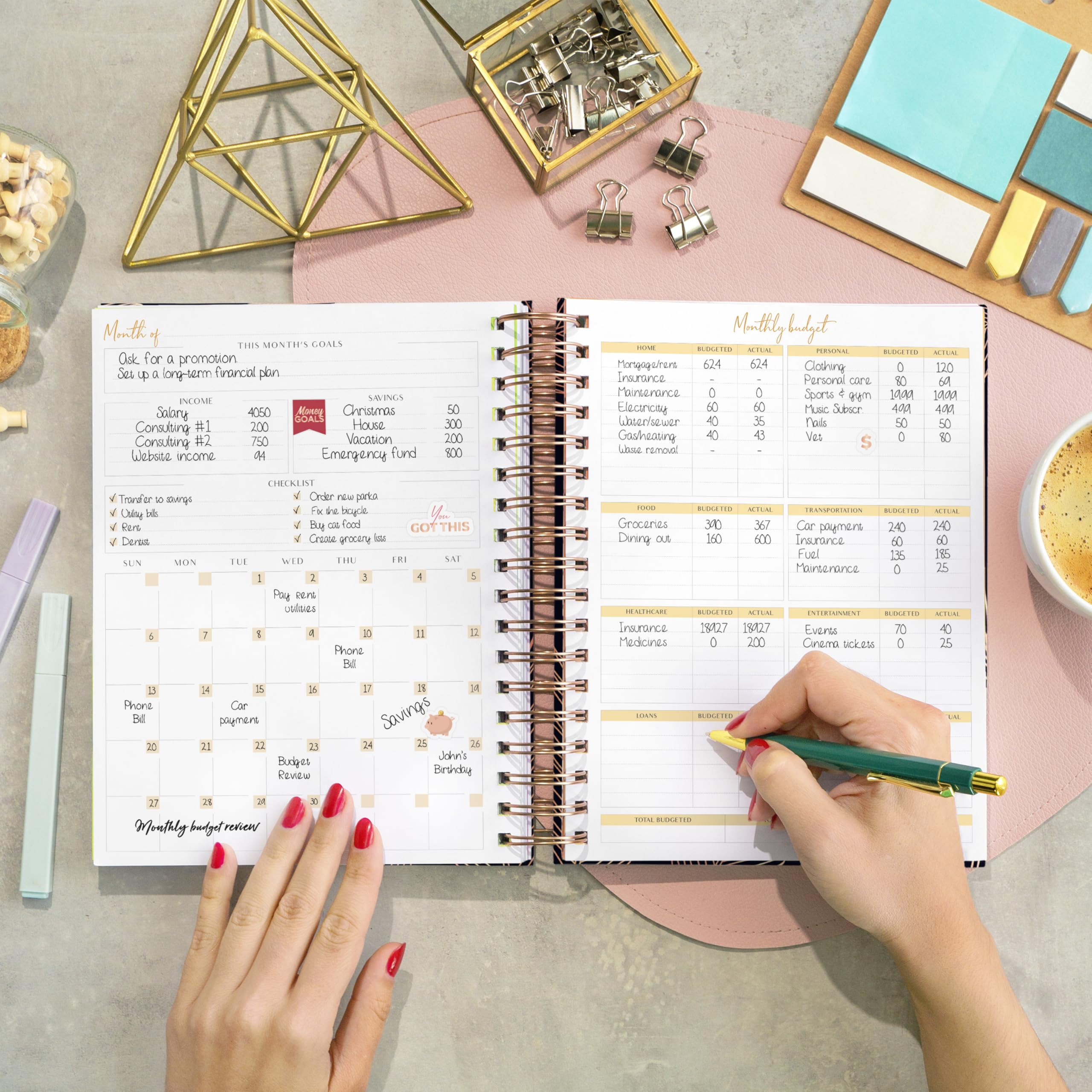 Snapklik.com : PLANBERRY Large Budget Planner & Monthly Bill Organizer