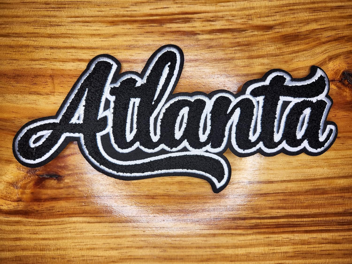 Amazon.com: 10" Chenille and Embroidered Atlanta Wording Iron-on Patch ...