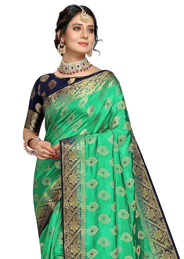 Buy iZibra kanjivaram silk saree wedding cotton sarees for women Banarasi sadi original ...
