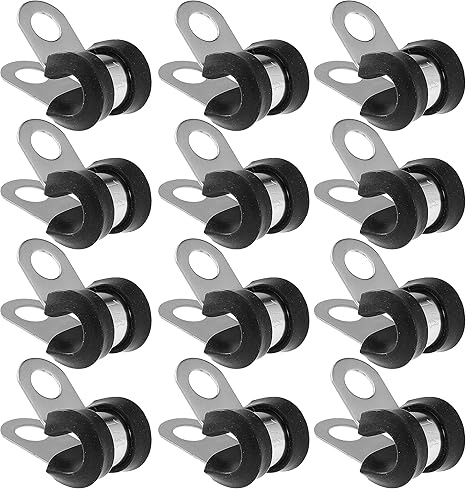 Nayciiy 12 PCS Stainless Steel Cable Clamp Assortment Kit Rubber Coated ...