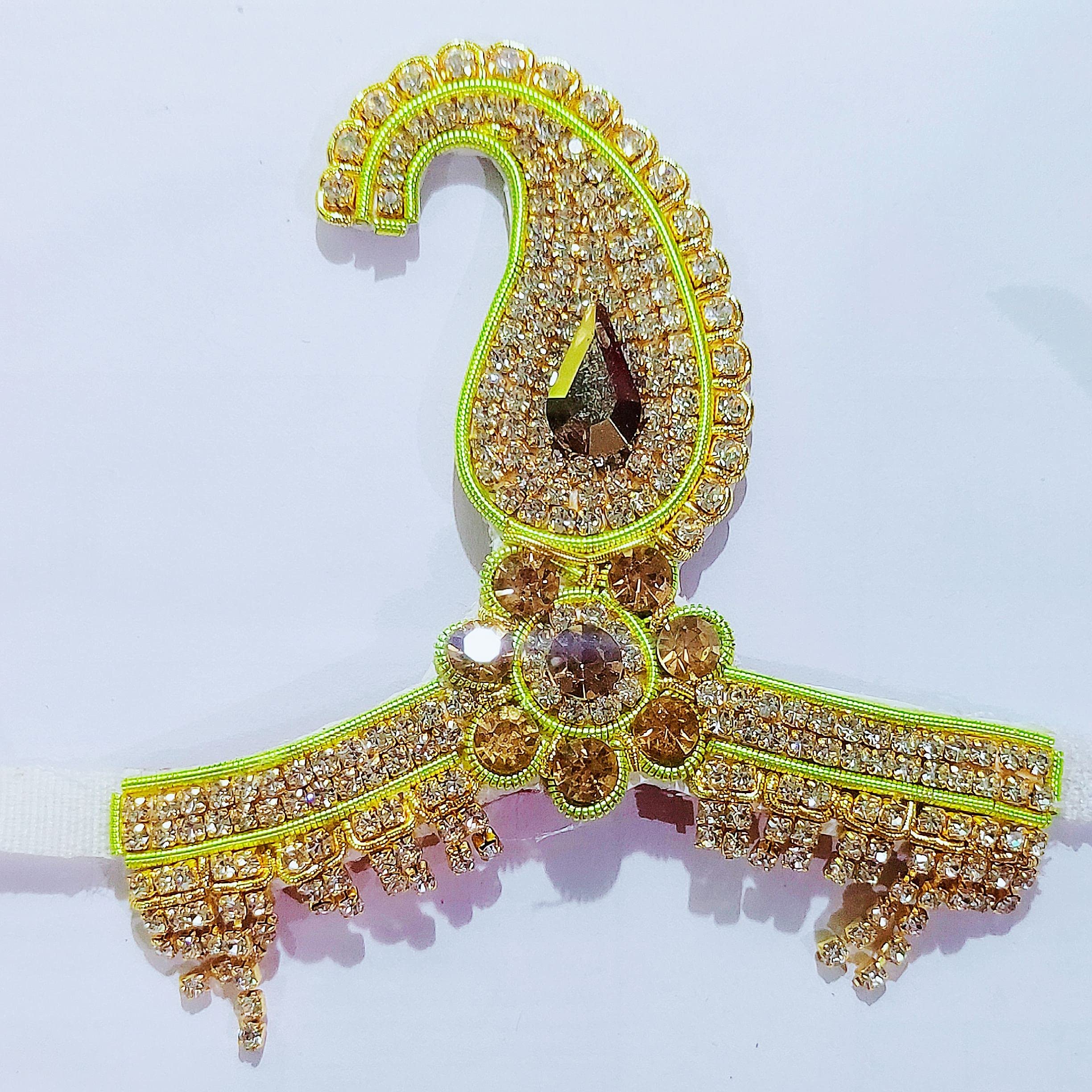 The Kanha Store Golden Kairi Mukut Diamond Jari Rhinestone Mukut ...