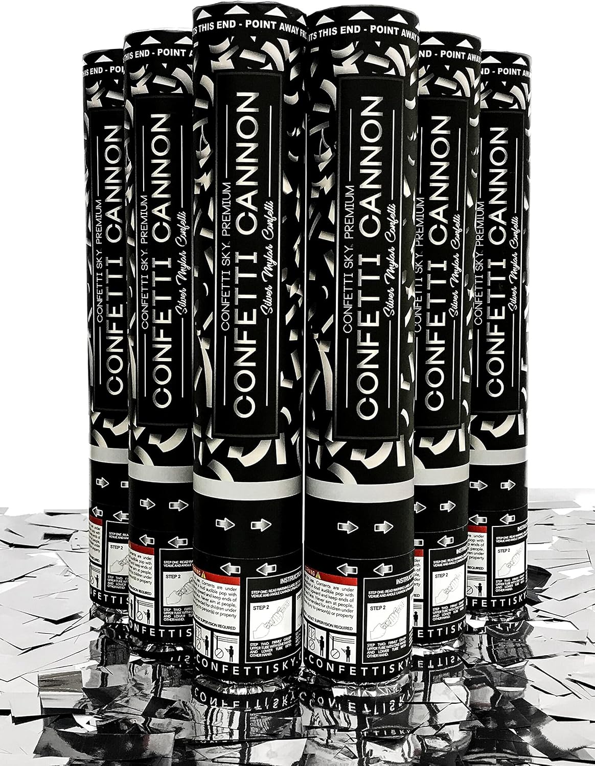 Amazon.com: Confetti Sky [6 Pack] 12 Inch Confetti Cannons | Silver ...