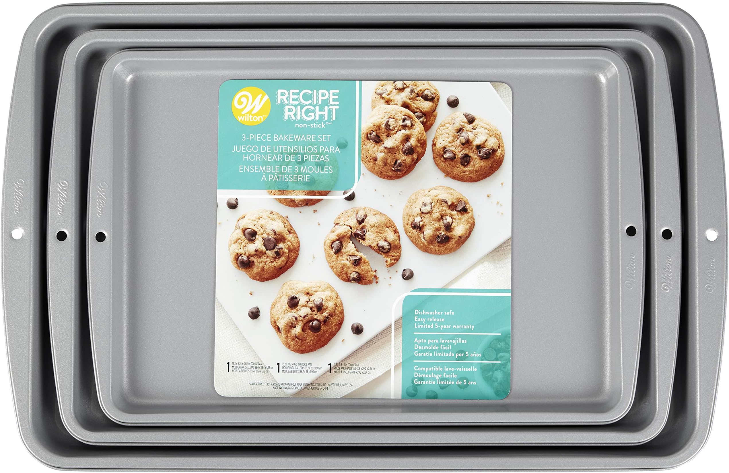 Amazon.com: Wilton Recipe Right 3 Piece Cookie Pan Set, Standard ...
