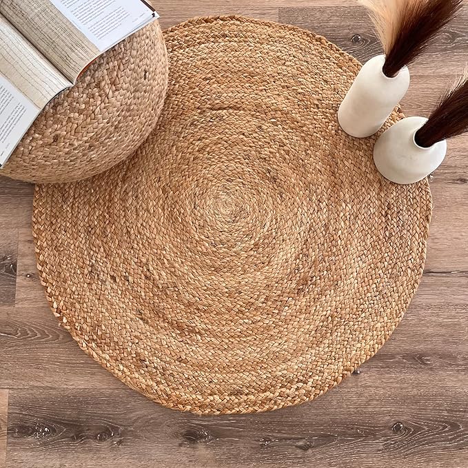 Theo Round Rug, 100% Natural Jute, Artistic Hand Woven Circular Round ...