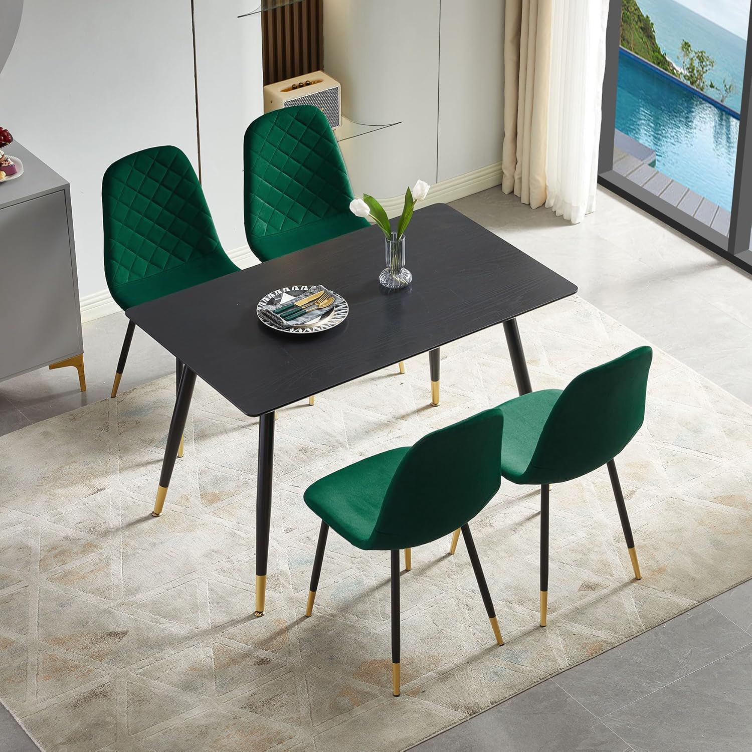 Amazon.com - NORDICANA 5-Piece Dining Table Set, 47 in Modern Rectangle ...