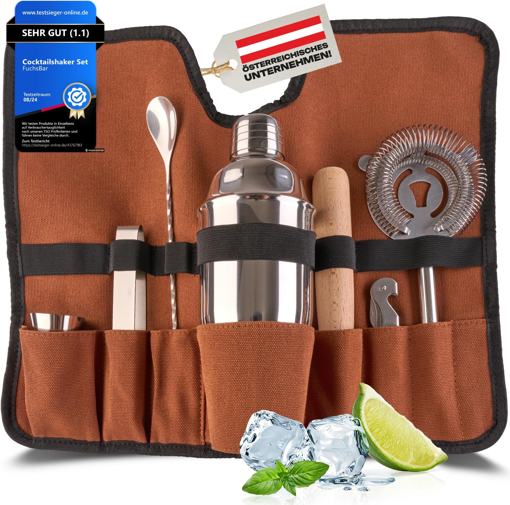 Rusty Barrel Mayfair Cocktail Set – Cocktail Shaker Set mit Edelstahl ...