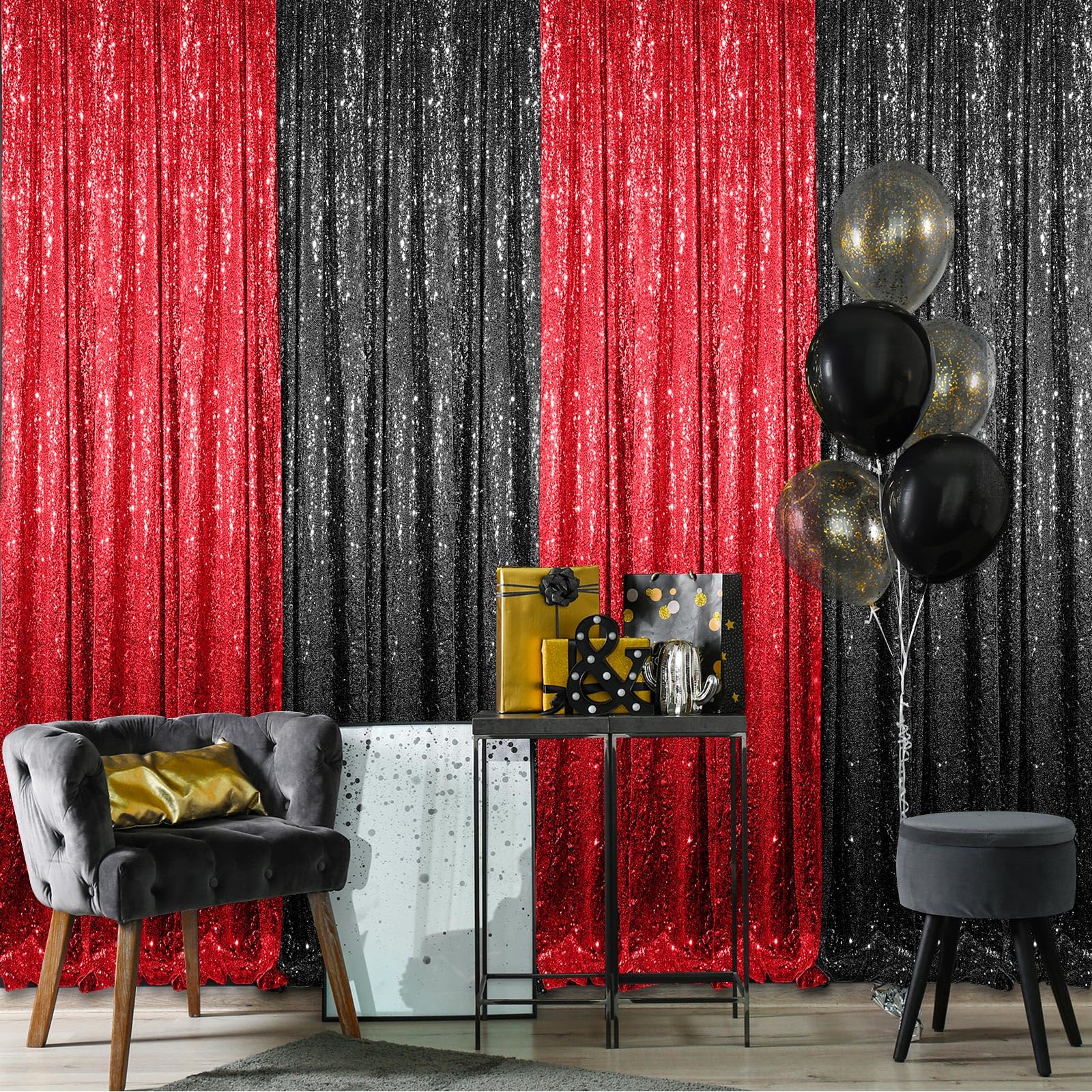 Amazon.com : Tatuo Sequin Backdrop, 4 Panels 2ft x 8ft, High Density ...