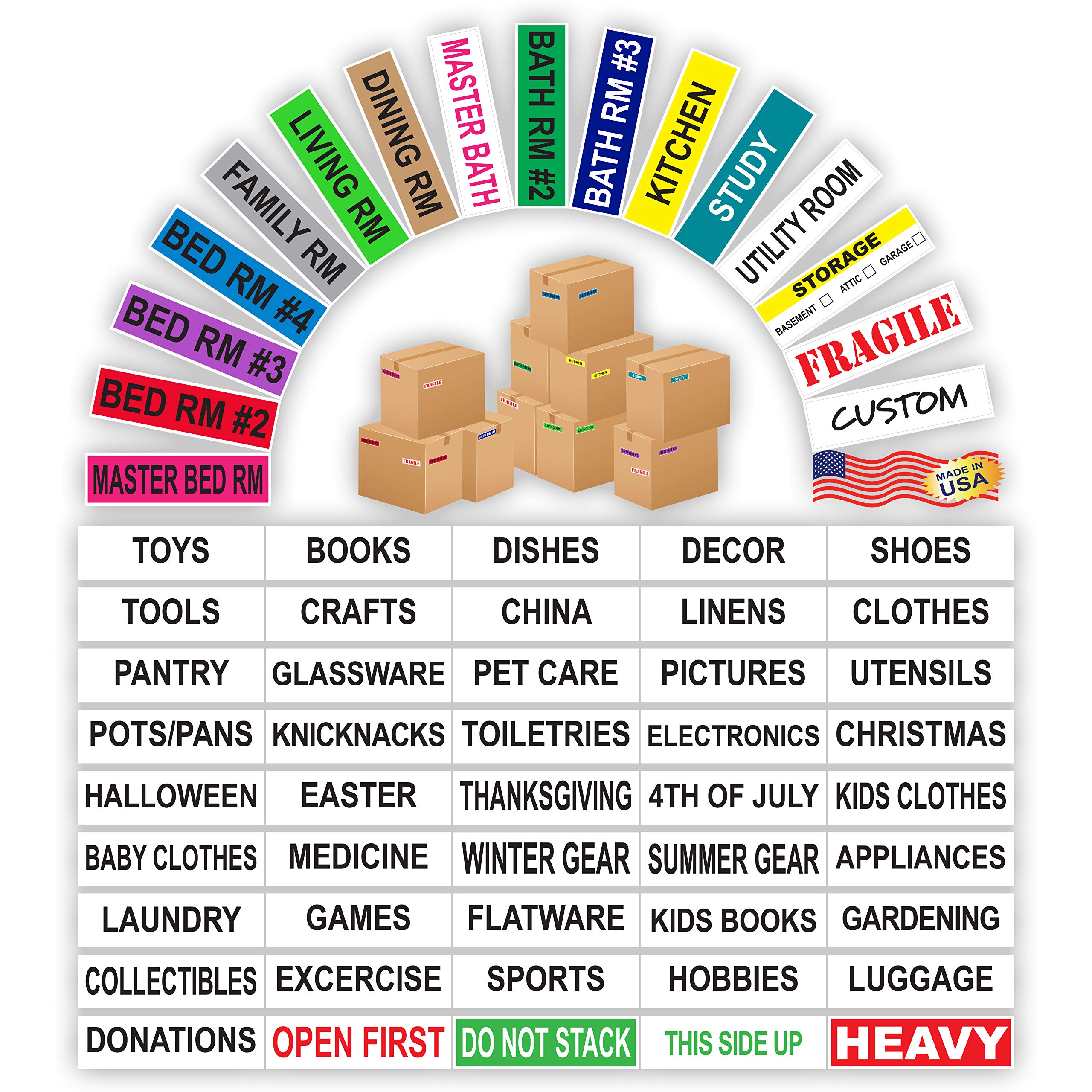 Buy Kenco Color Coded Moving Labels - Full Box Pack - Includes Fragile ...