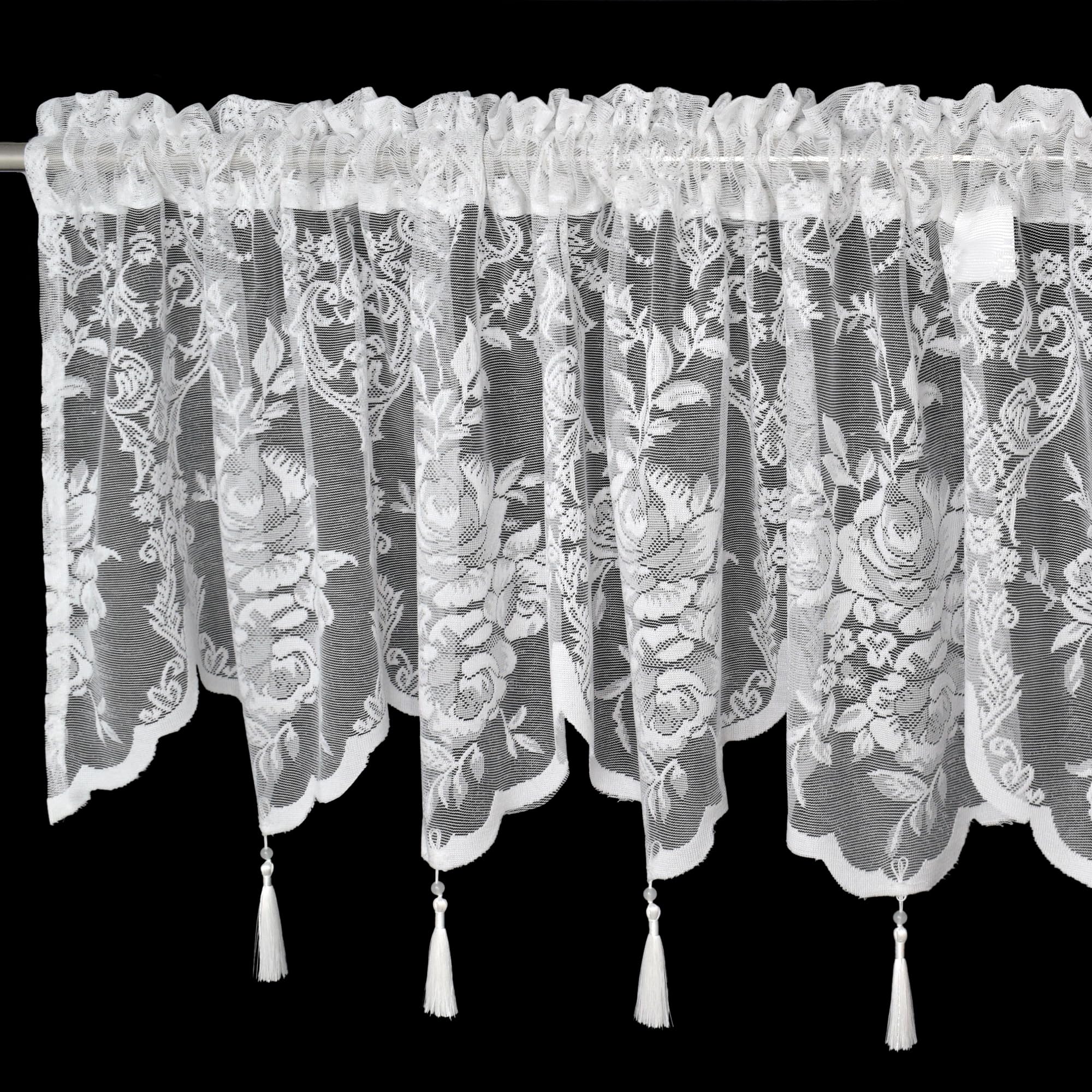 Molaxhome White Lace Window Valances 59inch,Rod Pocket Curtain Sheer ...