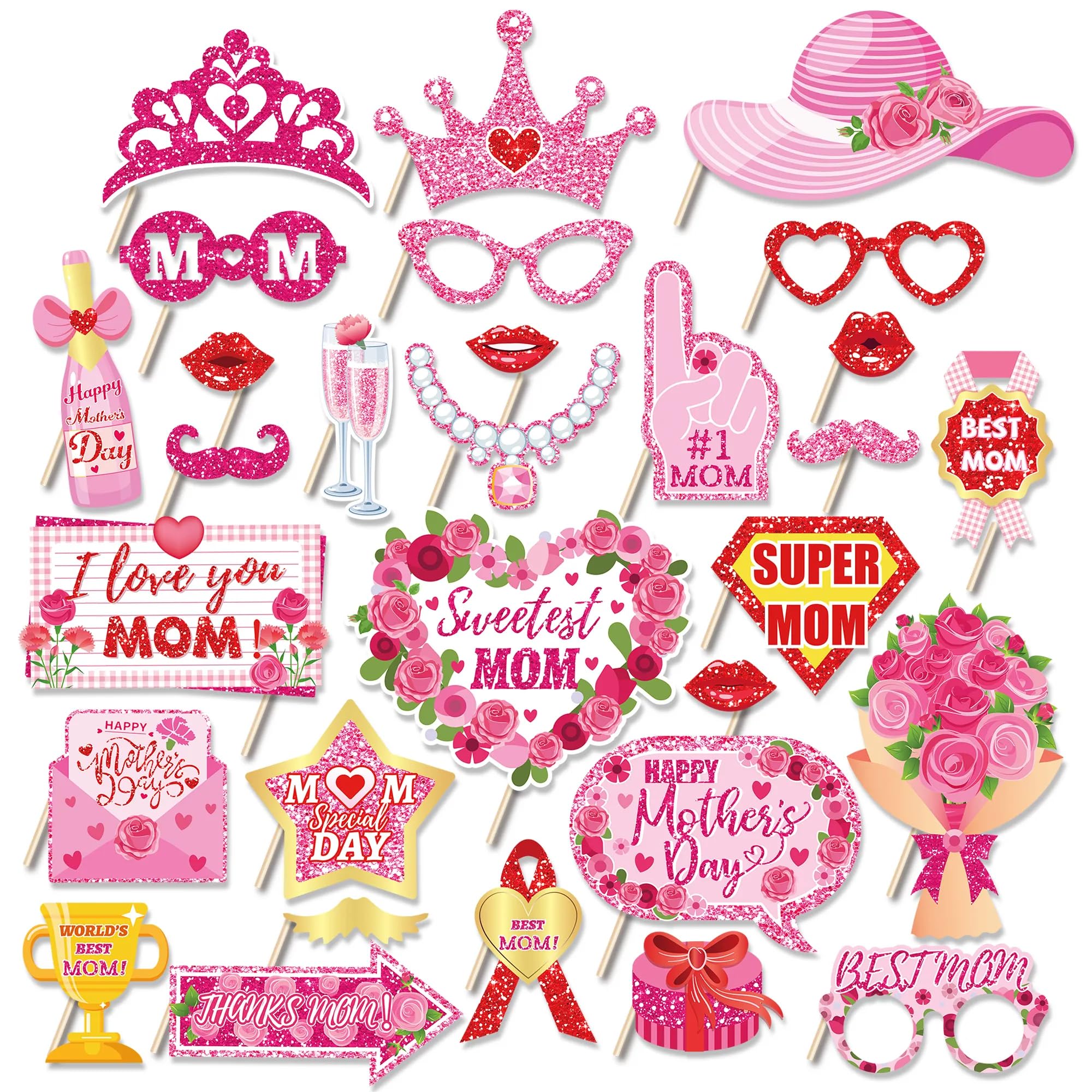 Amazon.com: Kristin Paradise 25Pcs Mother's Day Photo Booth Props with ...