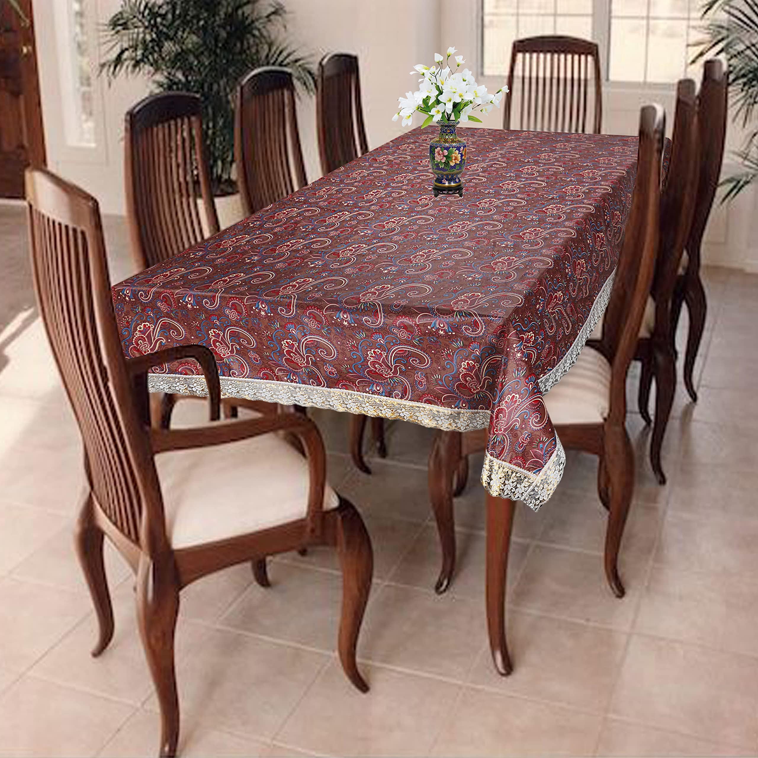Buy Kuber Industries Leaf Design 6 Seater Dining Table Cover (Brown, 54 ...
