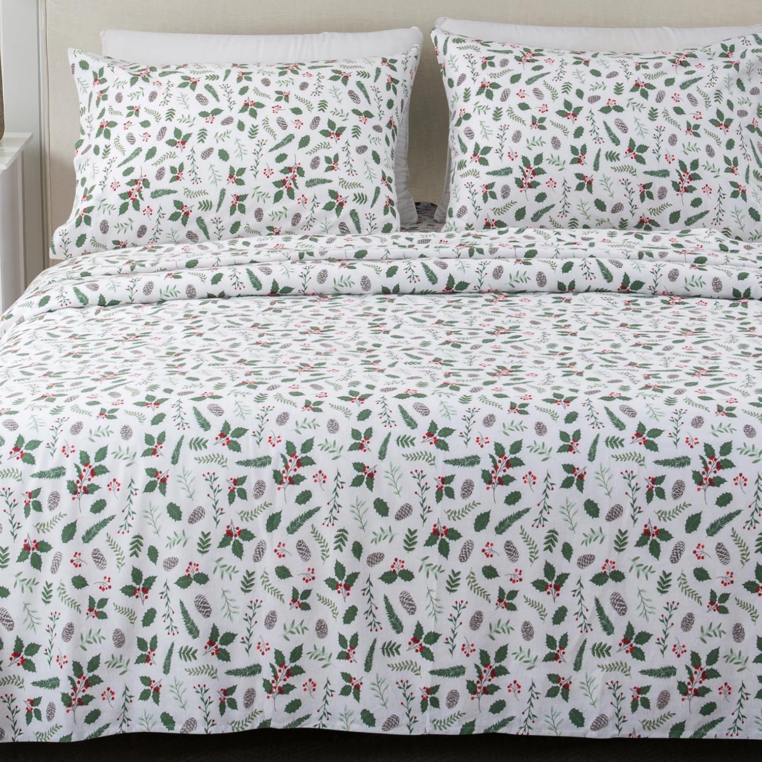 Amazon.com: Great Bay Home 4 Piece 100% Turkish Cotton Full Christmas ...