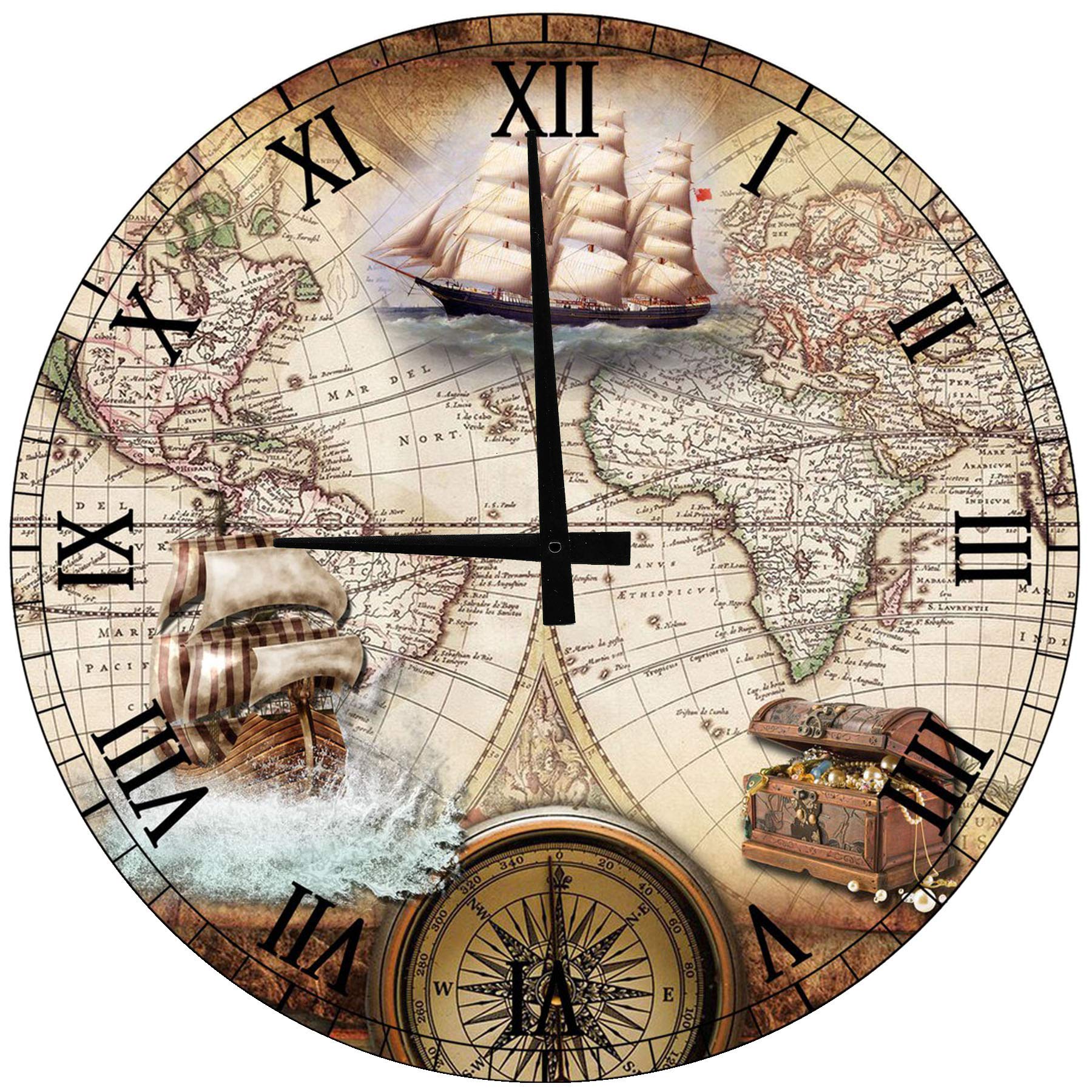 Large World Map And Compass
