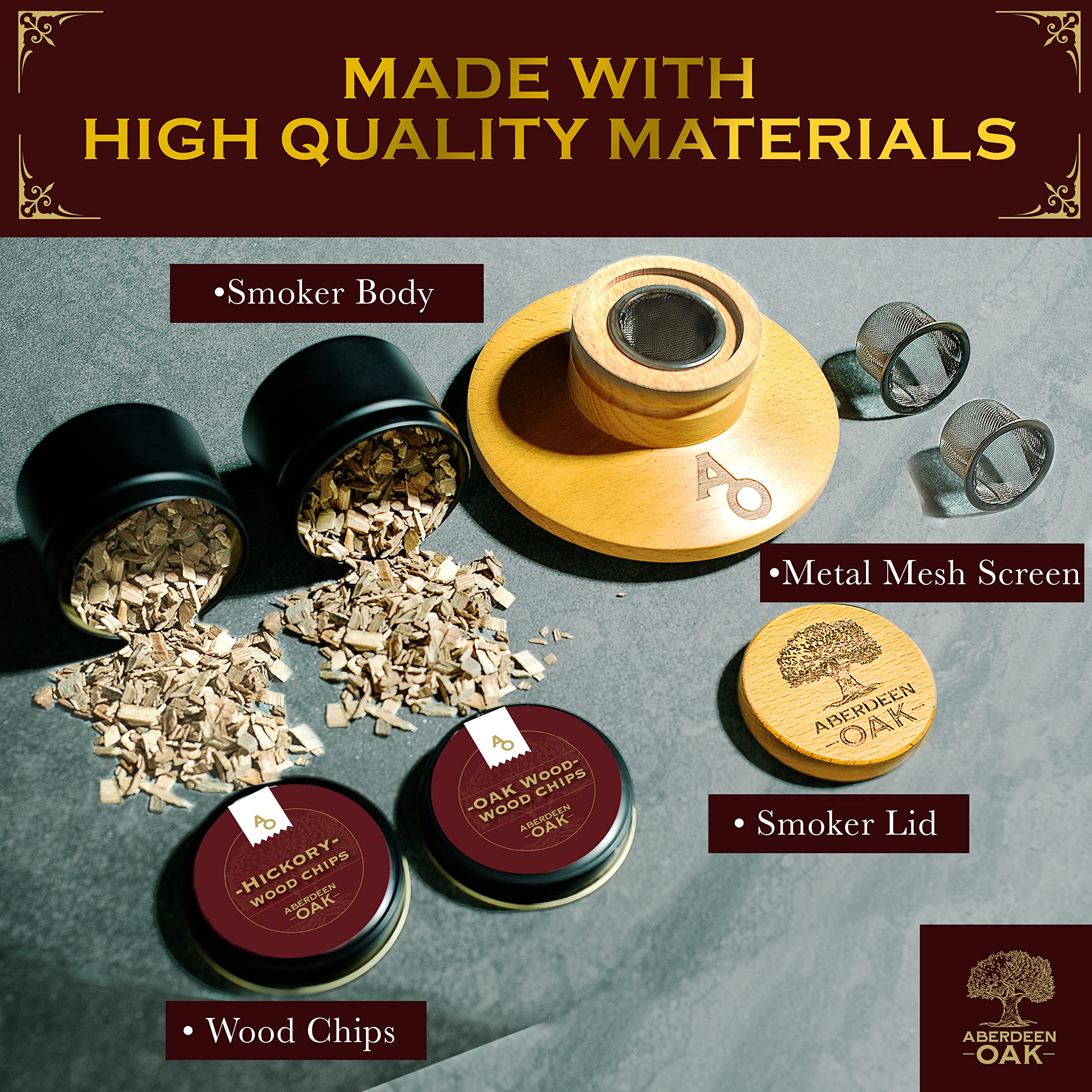 Snapklik.com : Aberdeen Oak Deluxe Cocktail Smoker Kit - Hickory & Oak ...