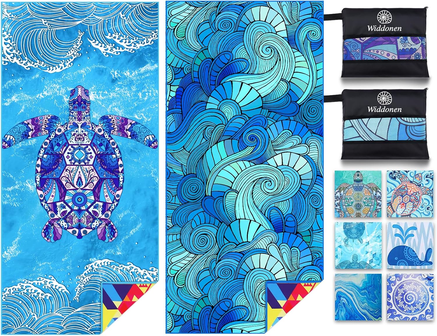 2 Pack Microfiber Lightweight Beach Towel Sand Free Quick Dry Absorbent ...