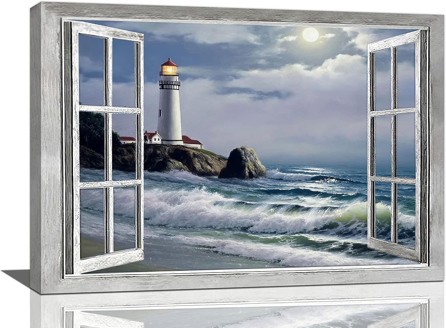 Amazon.com: Lighthouse Nautical Wall Art Coastal Beach Pictures Wall ...