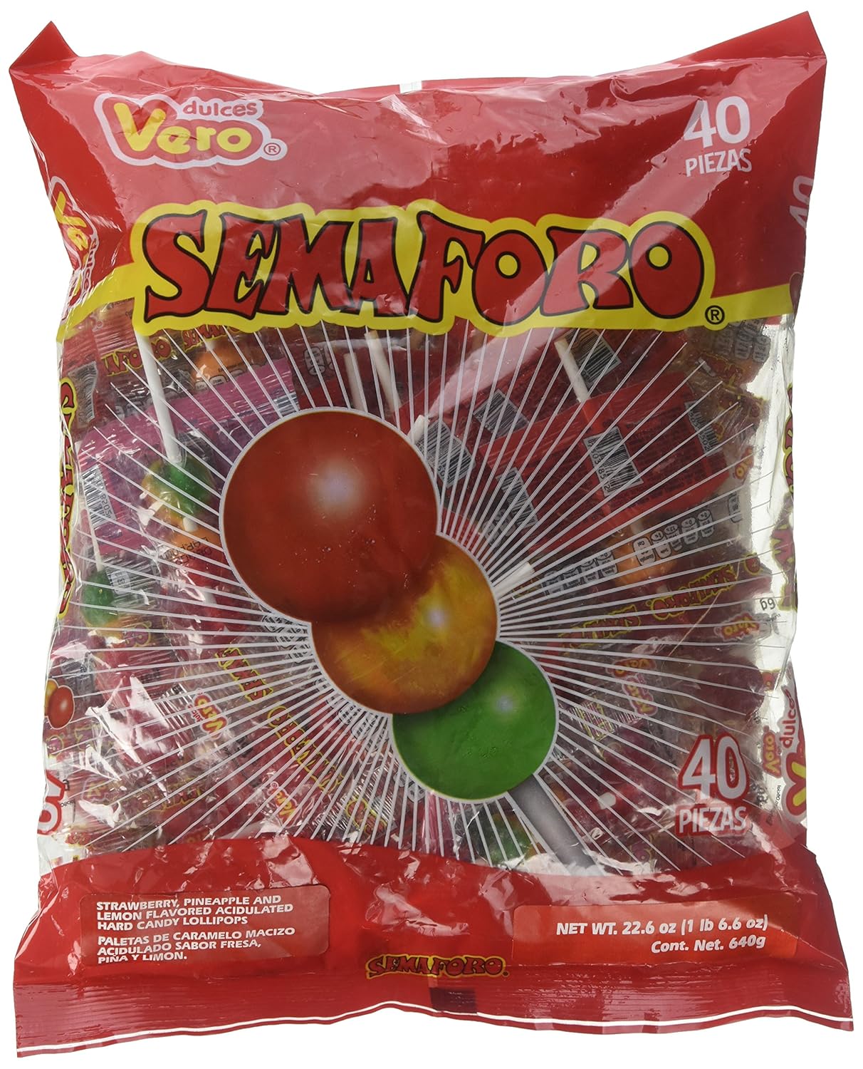 Amazon.com : Vero Semaforo Lillipops 40 Units Bag of 22.6 Oz : Suckers ...