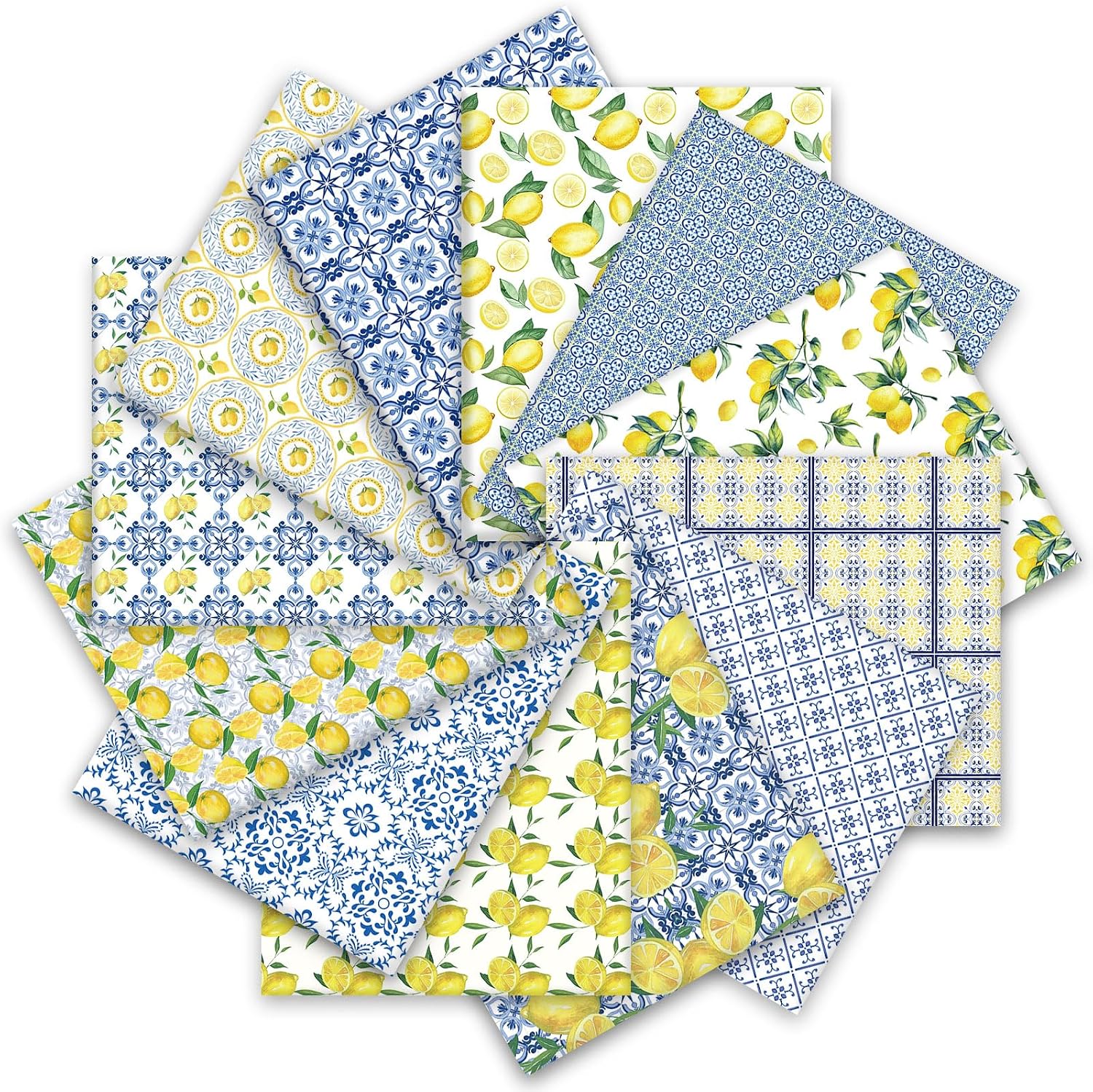 Amazon.com: JarThenaAMCS 12 Pcs Blue Chinoiserie Cotton Fabric Bundles ...
