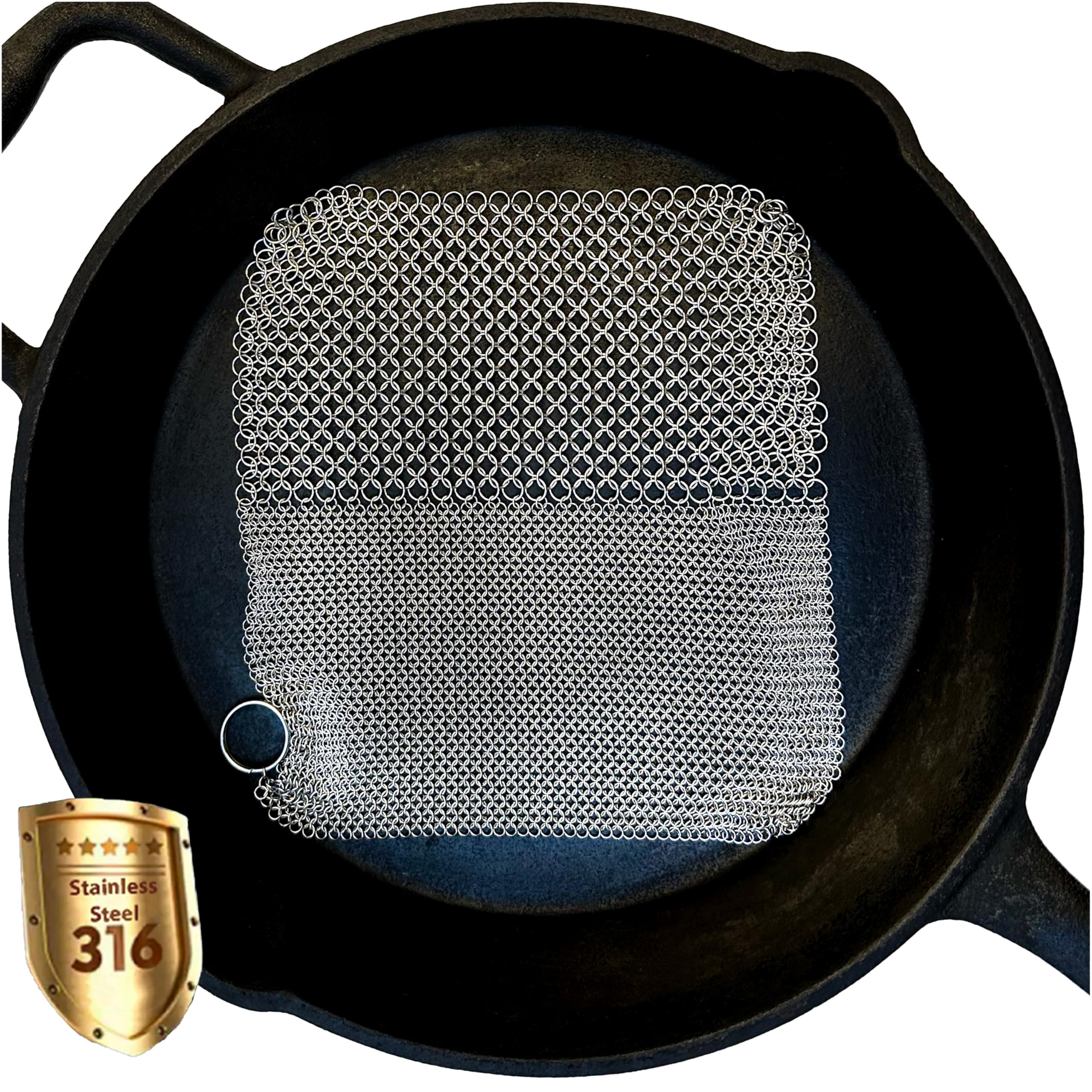 Amazon.com: ERGONOW Mesh Cast Iron Scrubber Fine Rings Welded Chainmail ...