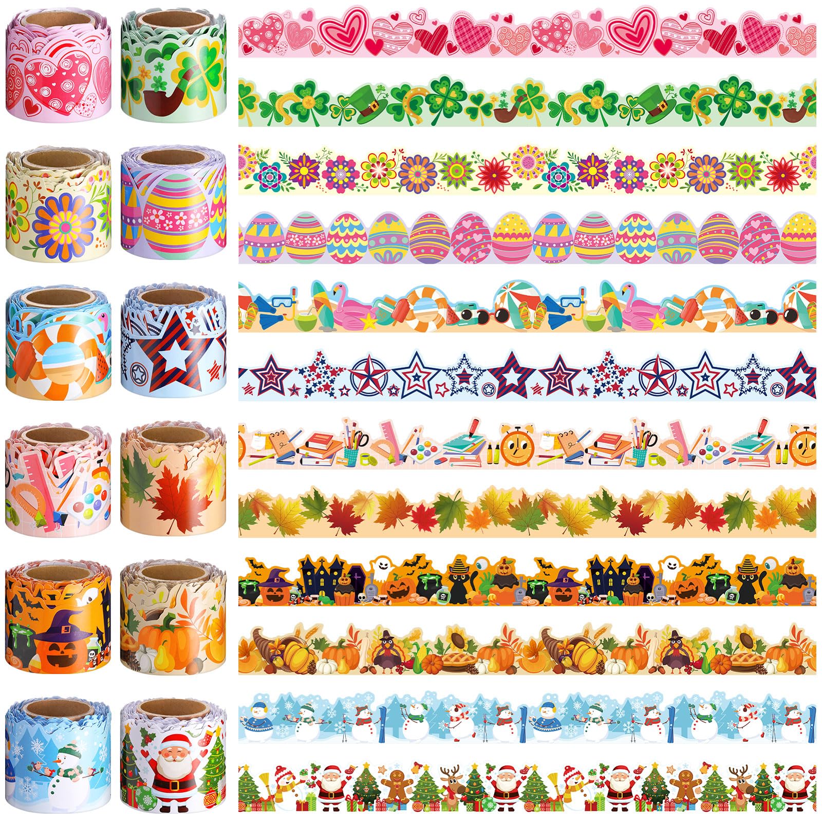 Amazon.com: Geyee 12 Rolls 394 ft Holiday Bulletin Board Borders ...