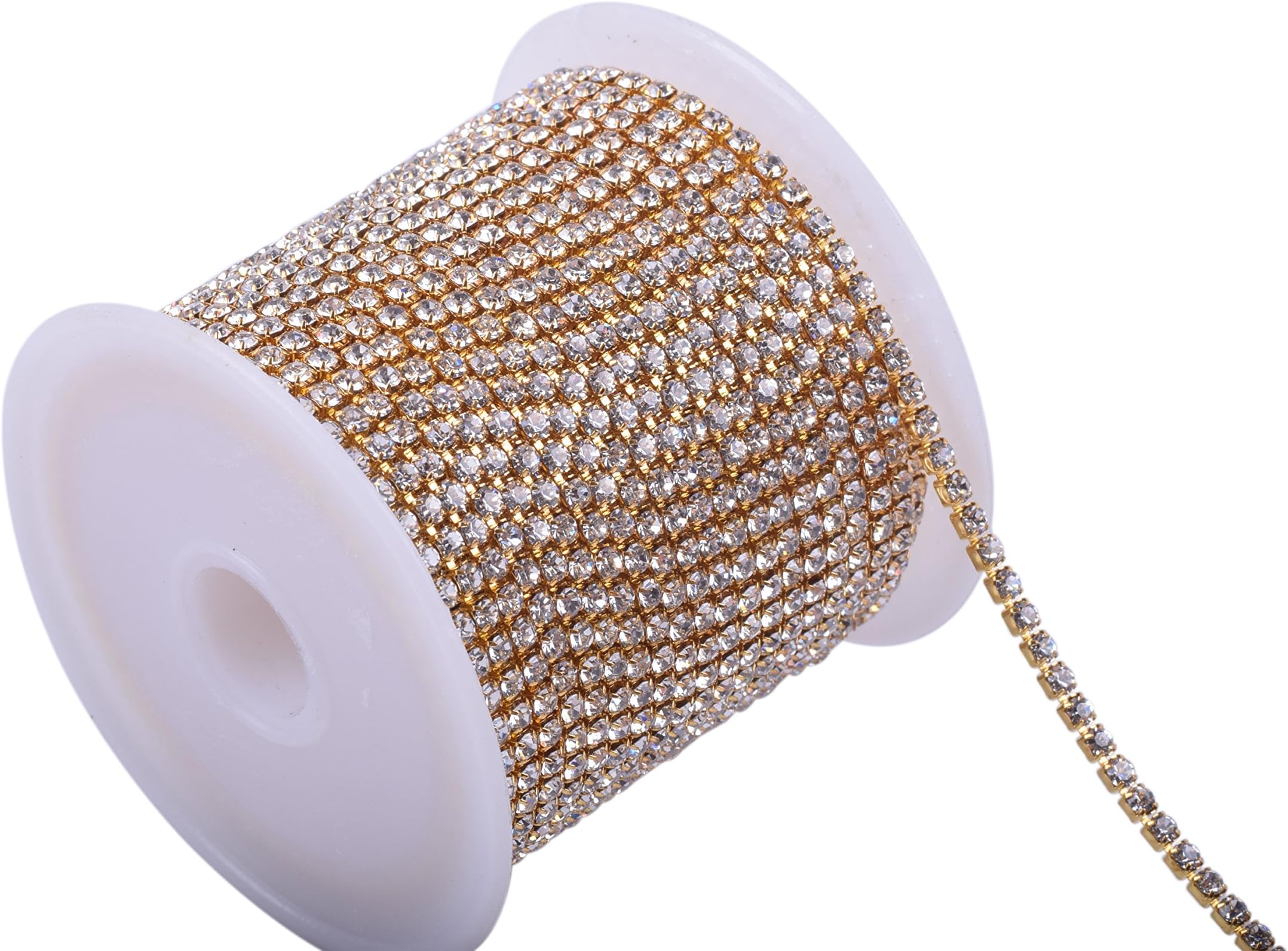 Amazon.com: 4 mm Gold Crystal Rhinestone Chain for Sewing and Crafts, 2 ...