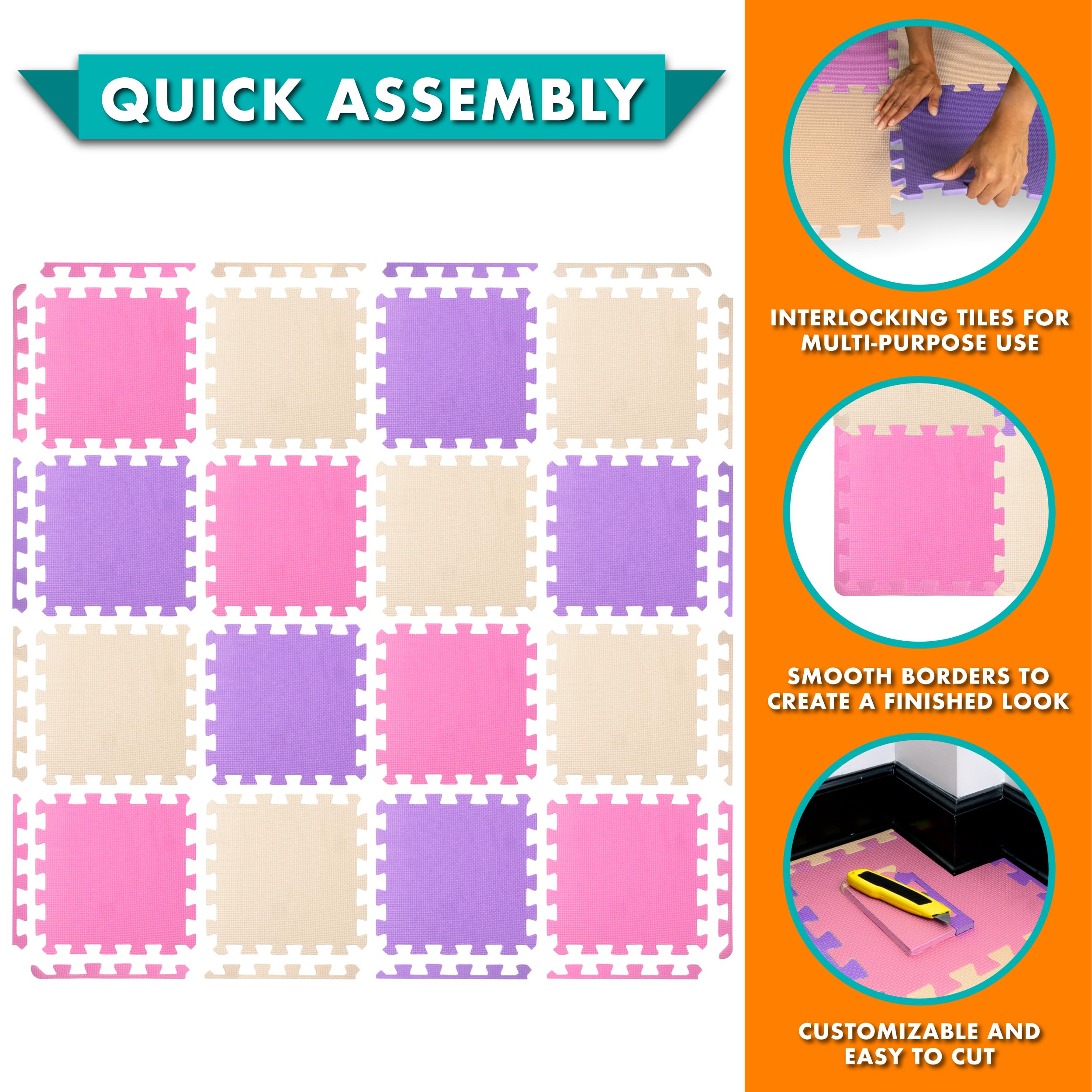 Snapklik.com : ProSource Foam Puzzle Floor Play Mat For Kids And Babies
