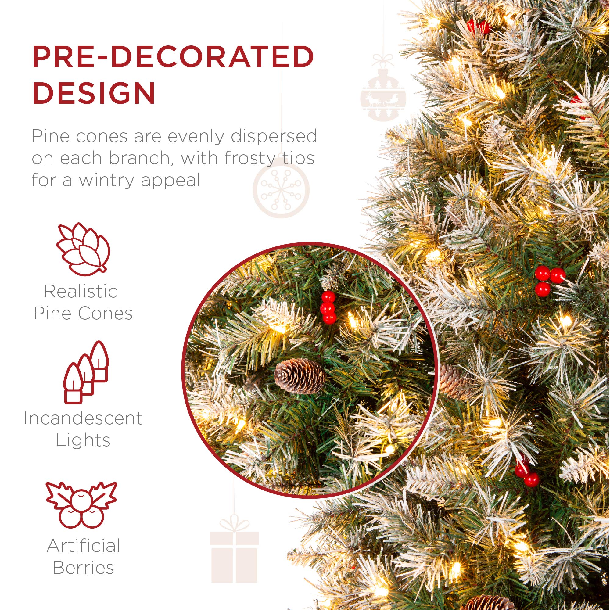 Snapklik.com : 7.5ft Pre-Lit Pencil Christmas Tree, Partially Flocked ...