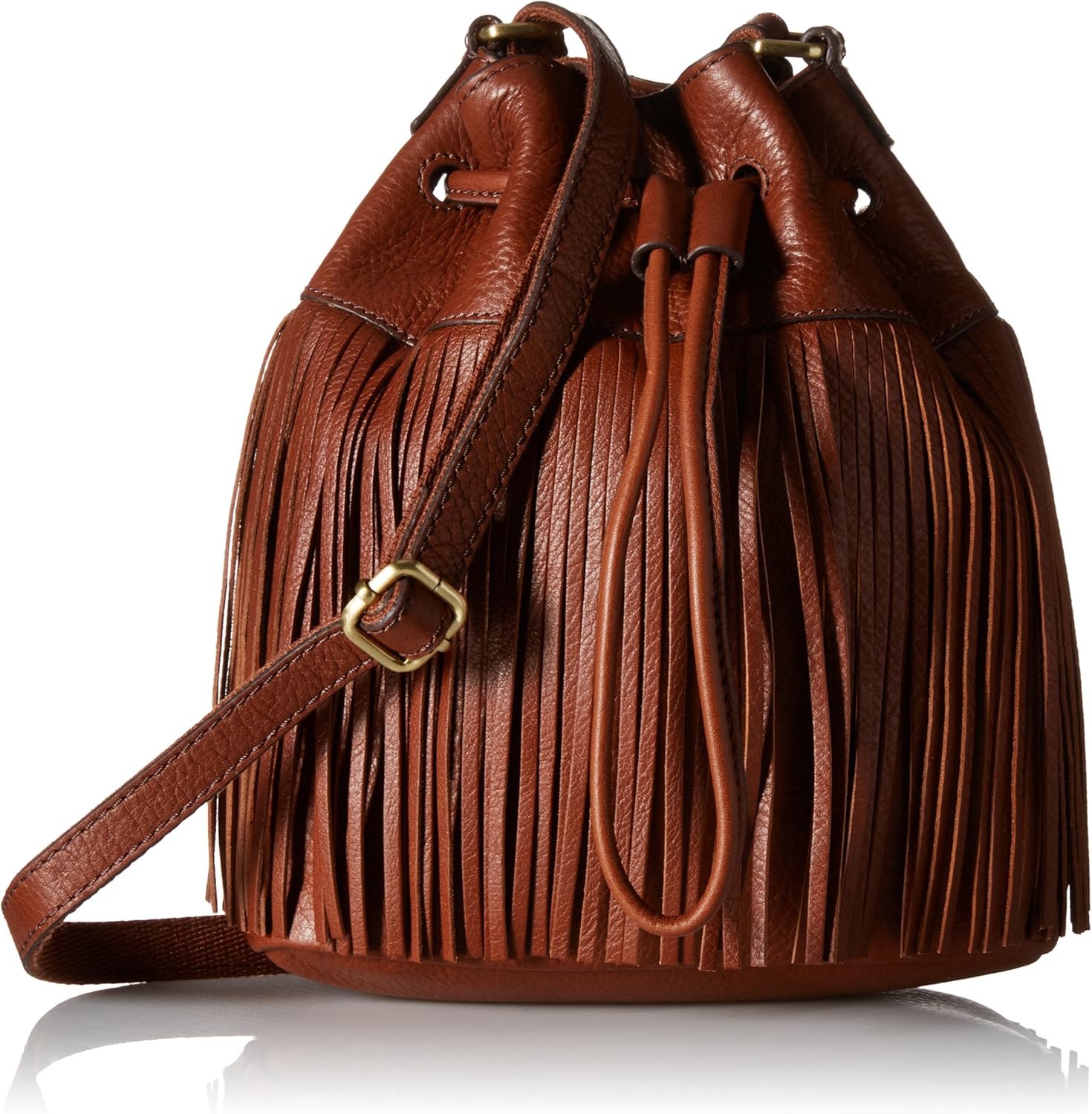 Fossil Jules Fringe Drawstring Brown Bucket Bag: Handbags: Amazon.com