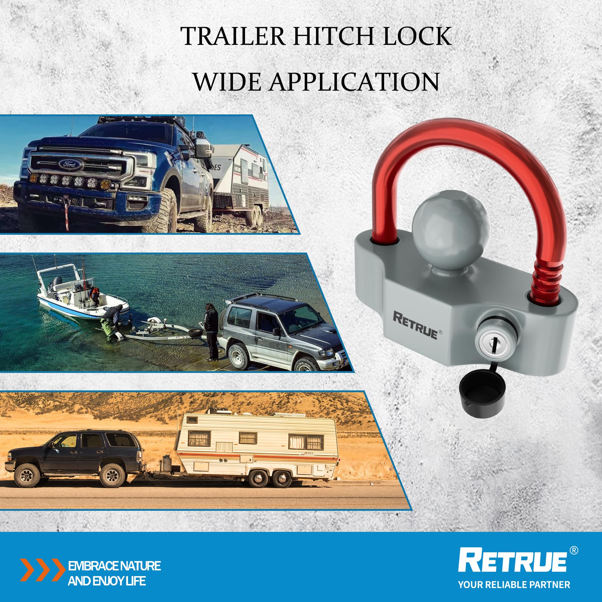 Snapklik.com : RETRUE Universal Coupler Lock Trailer Locks Ball Hitch ...
