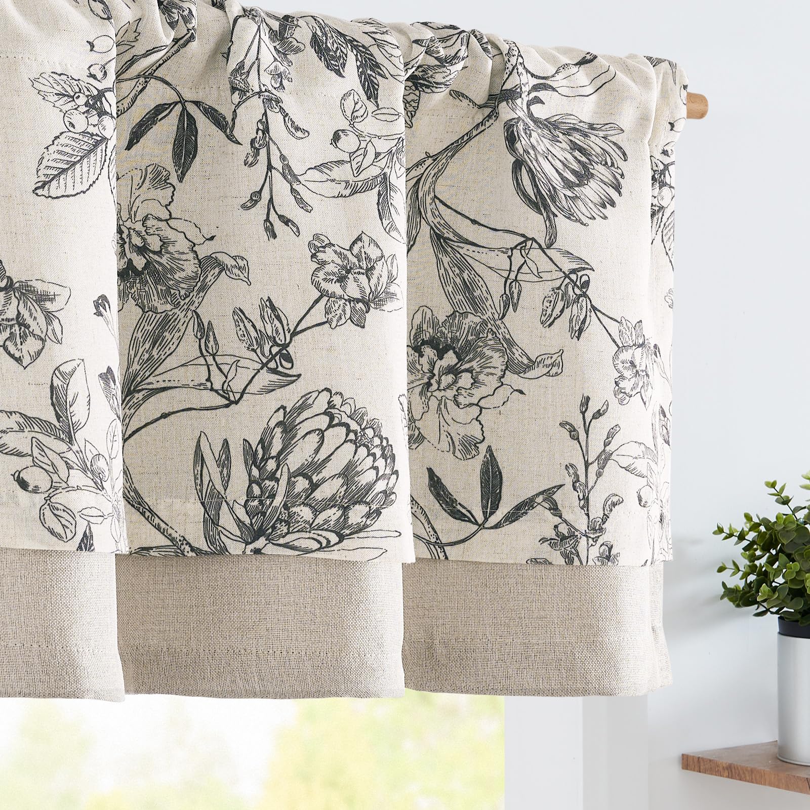 Amazon.com: jinchan Floral Valance for Windows Linen Blackout Valance ...