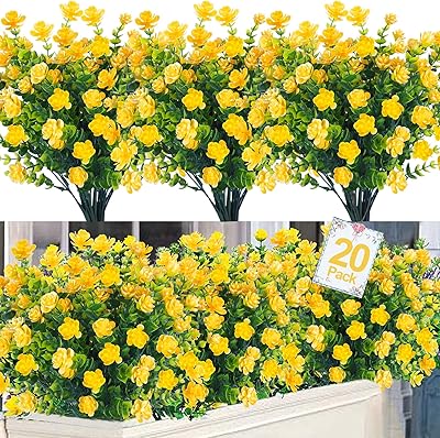 Amazon.com: TURNMEON 20 Bundles Outdoor Artificial Spring Flowers ...