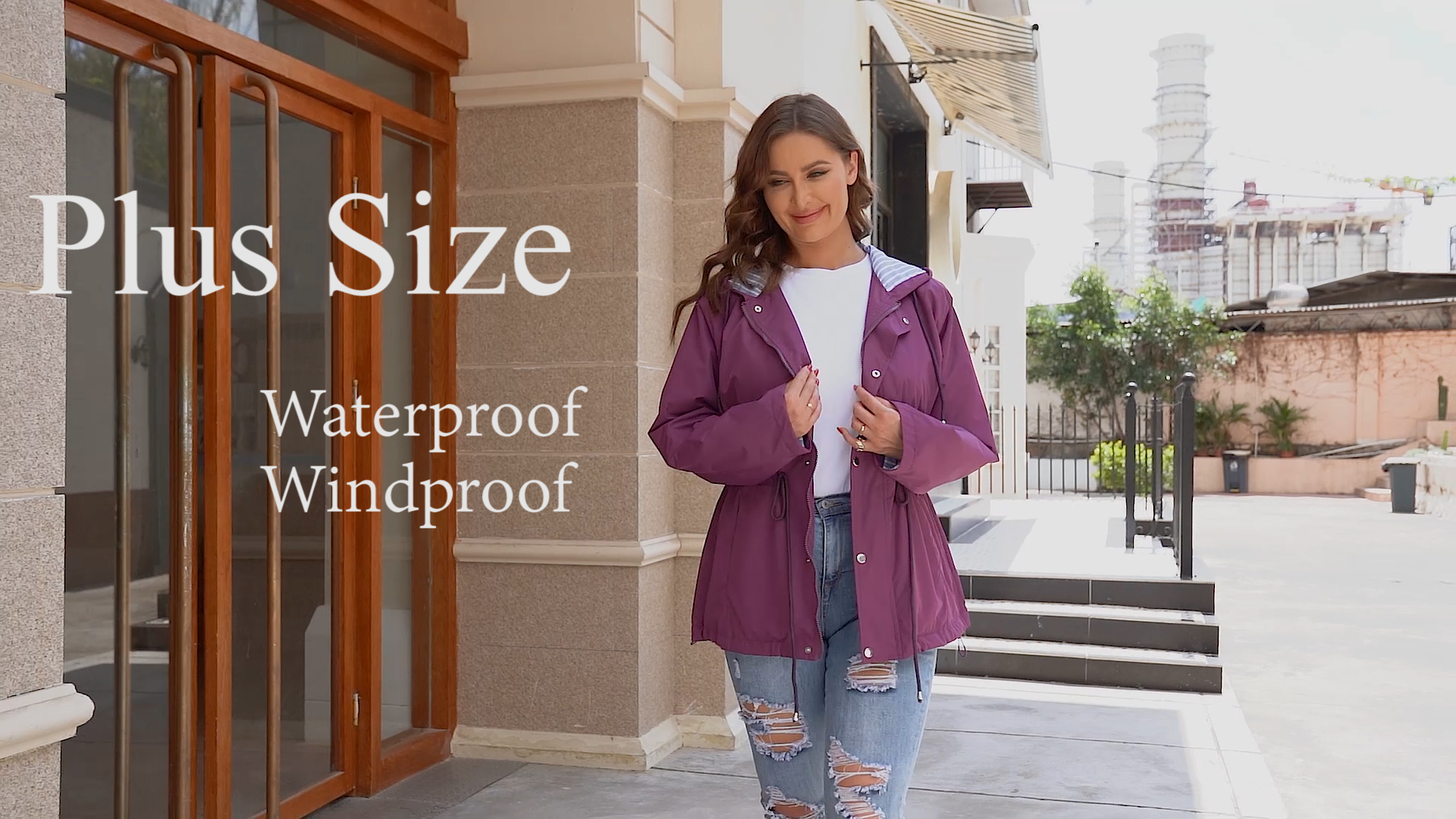 Watch womens lined lightweight plus size waterproof rain jacket on ...