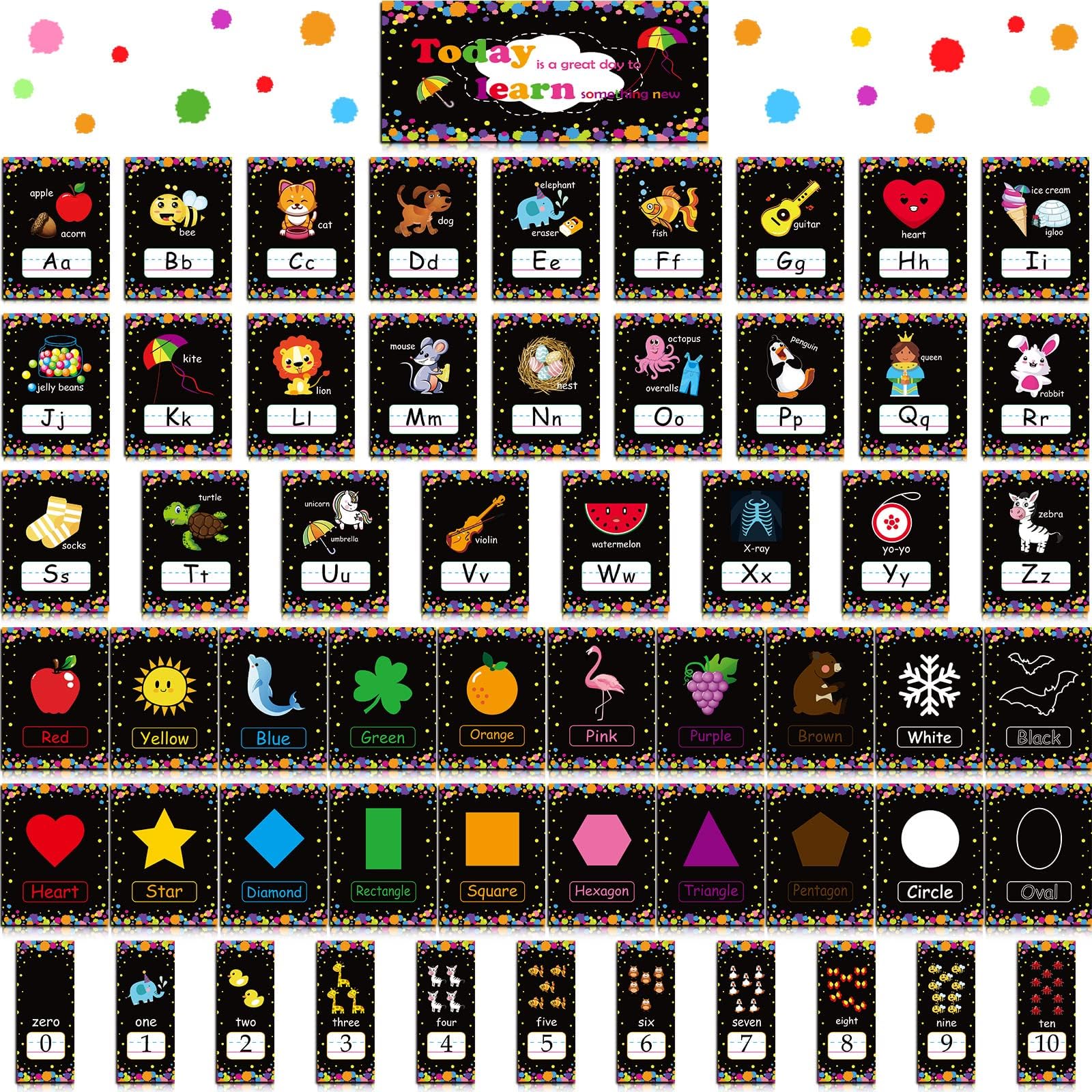 Amazon.com: 58 Pieces Educational Preschool Cards Kids Early Learning ...